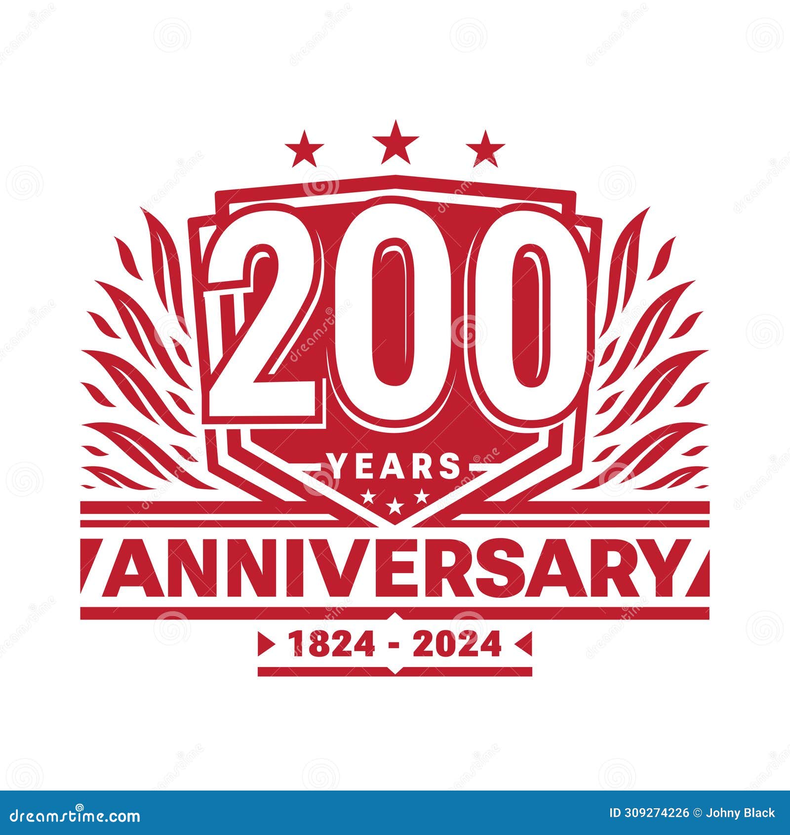 200 Years Anniversary Celebration Shield Design Template. 200th ...