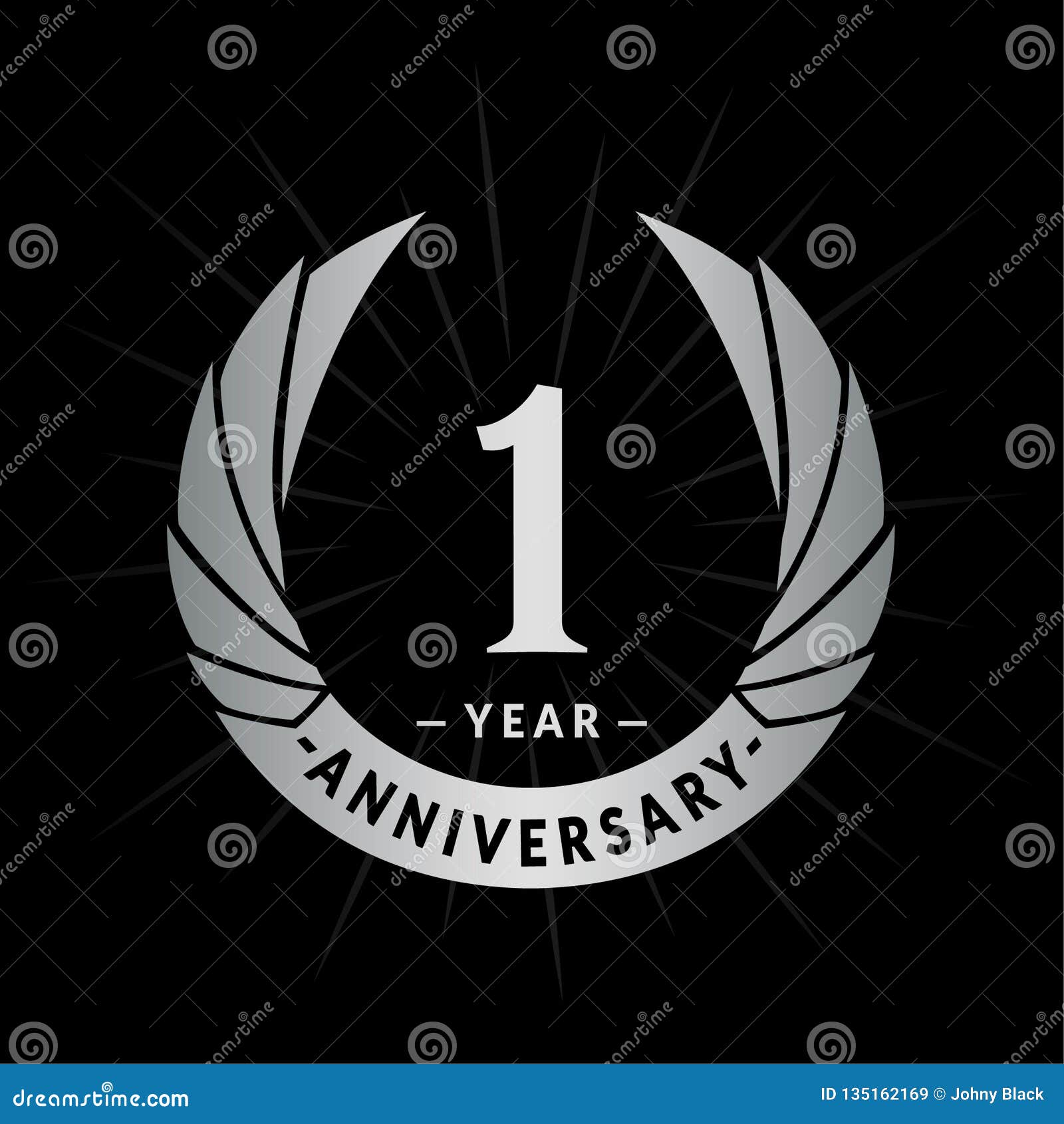 1 Year Anniversary Design Template. Elegant Anniversary Logo Design ...
