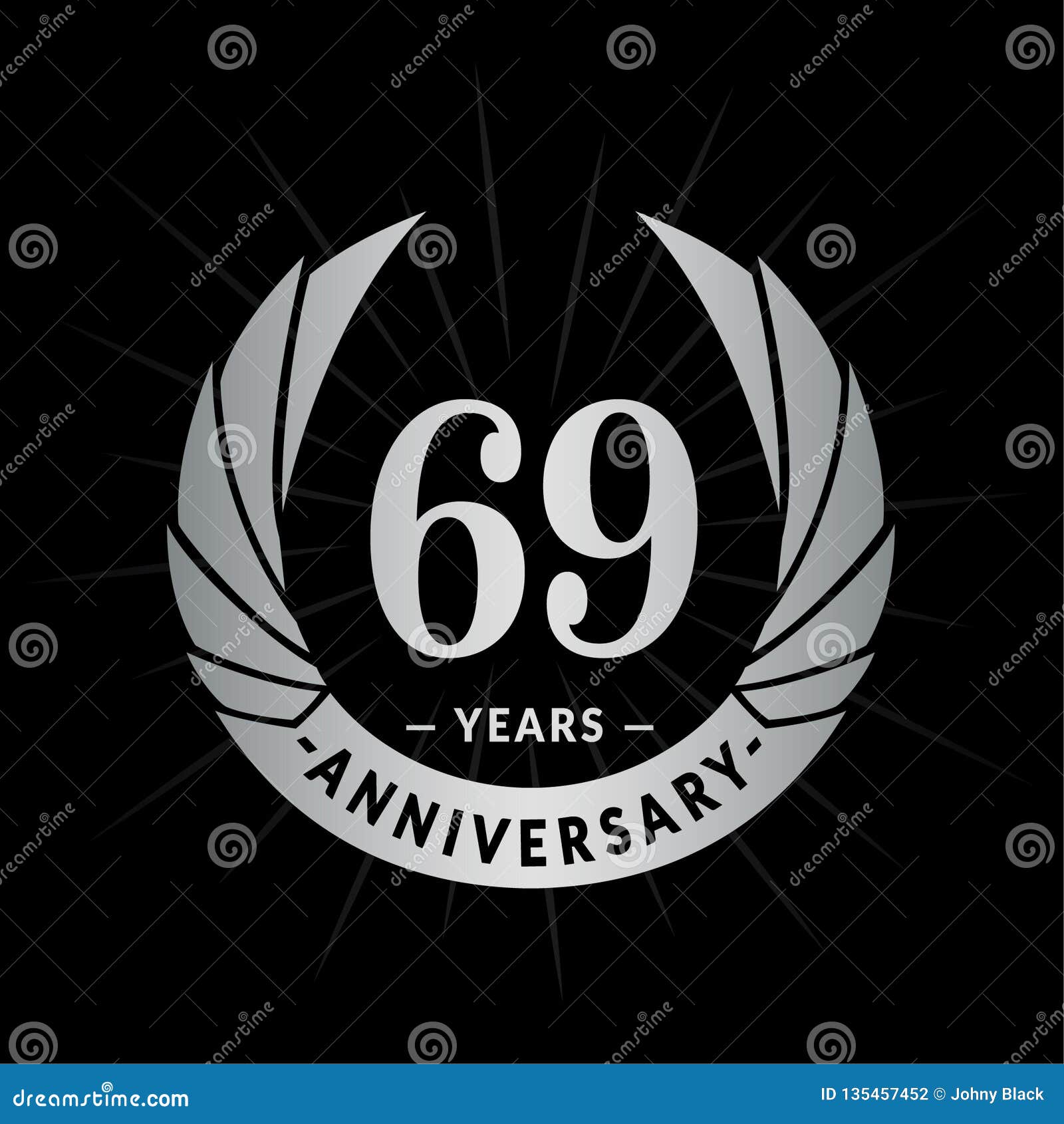 69 Years Anniversary Design Template. Elegant Anniversary Logo Design ...