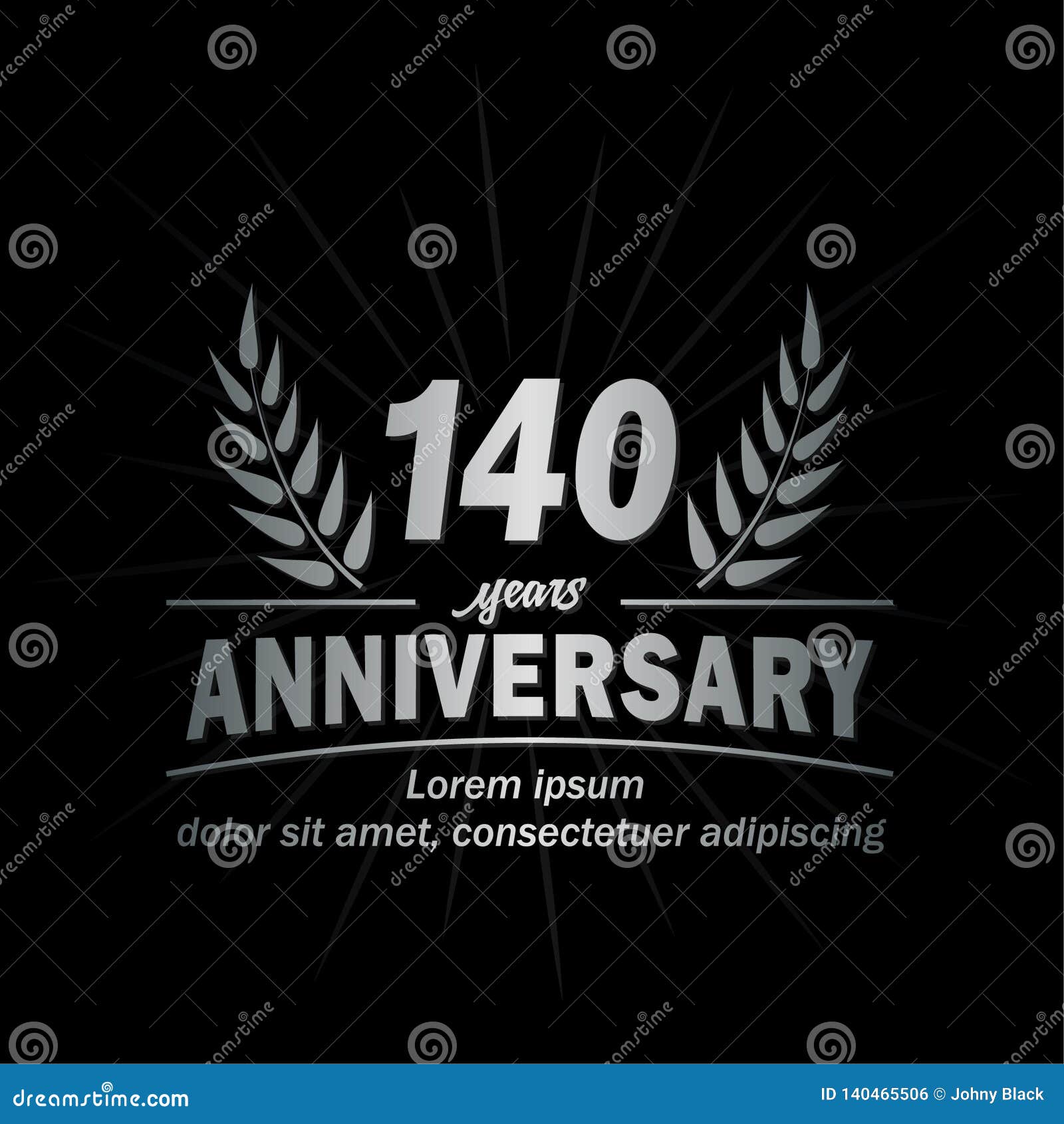 Happy 140th Anniversary. 140 Years Anniversary Design Template. Cartoon ...