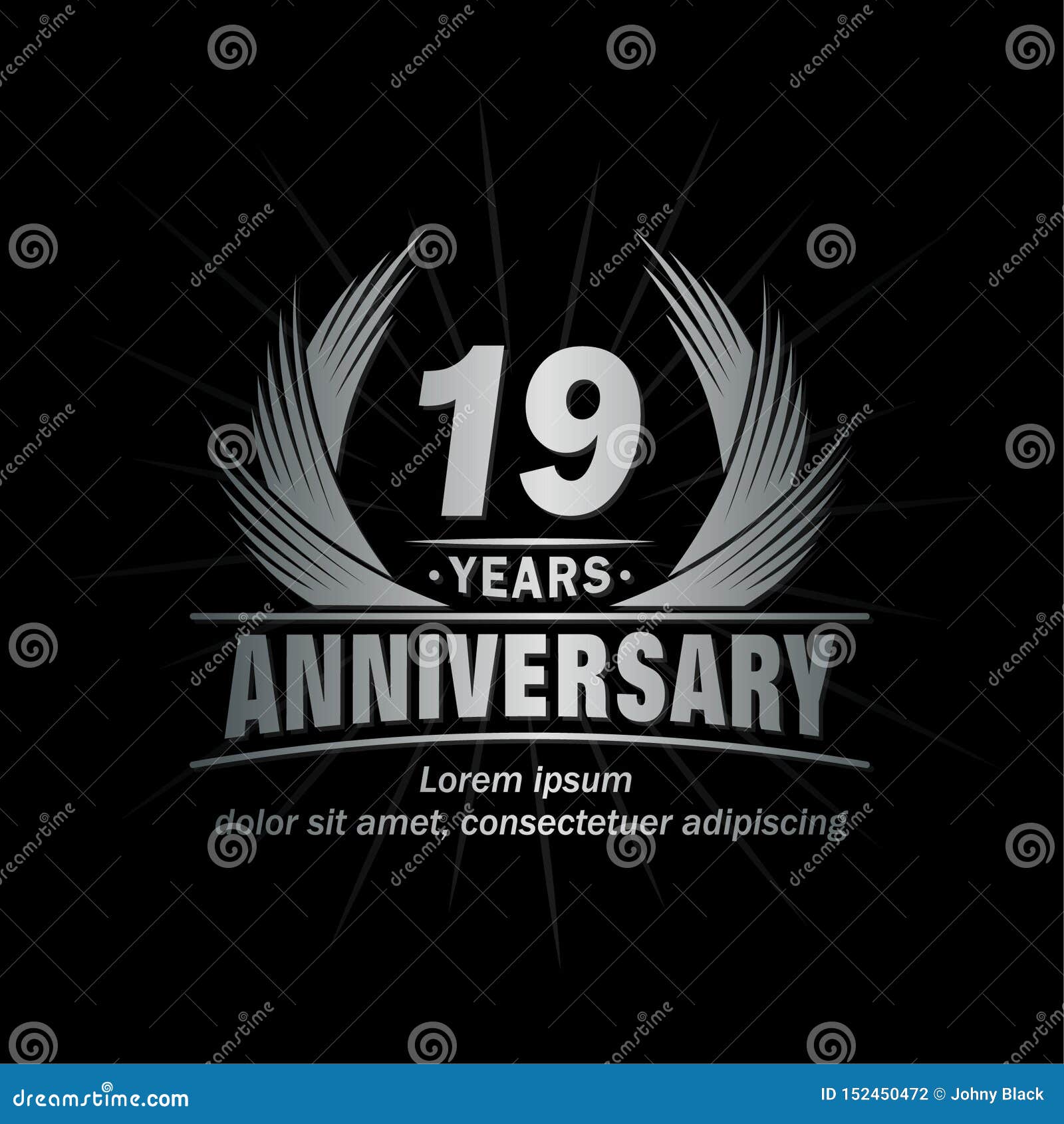 19 Years Anniversary. Elegant Anniversary Design. 19th Years Logo ...