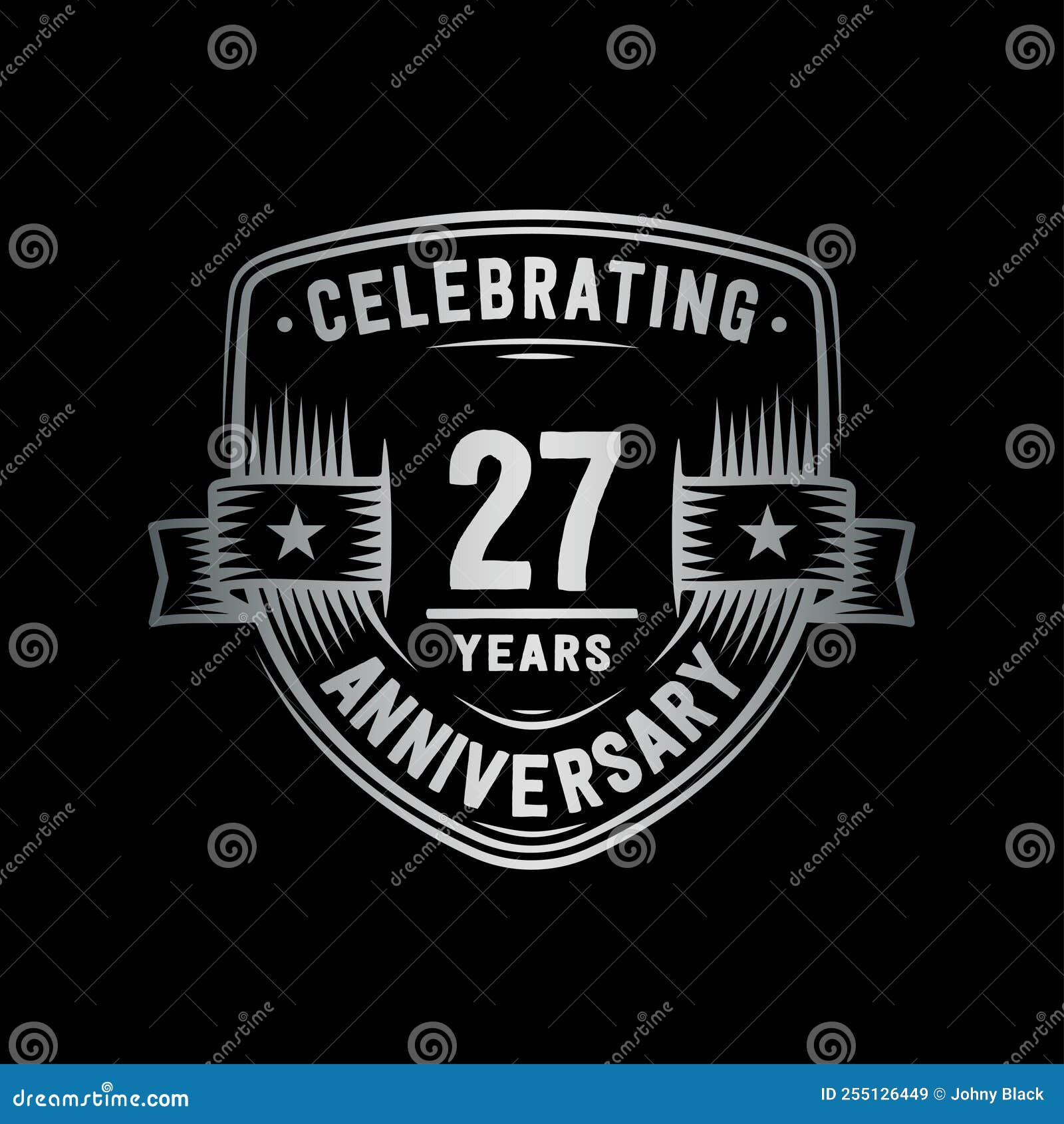 27 Years Anniversary Celebration Shield Design Template. 27th ...