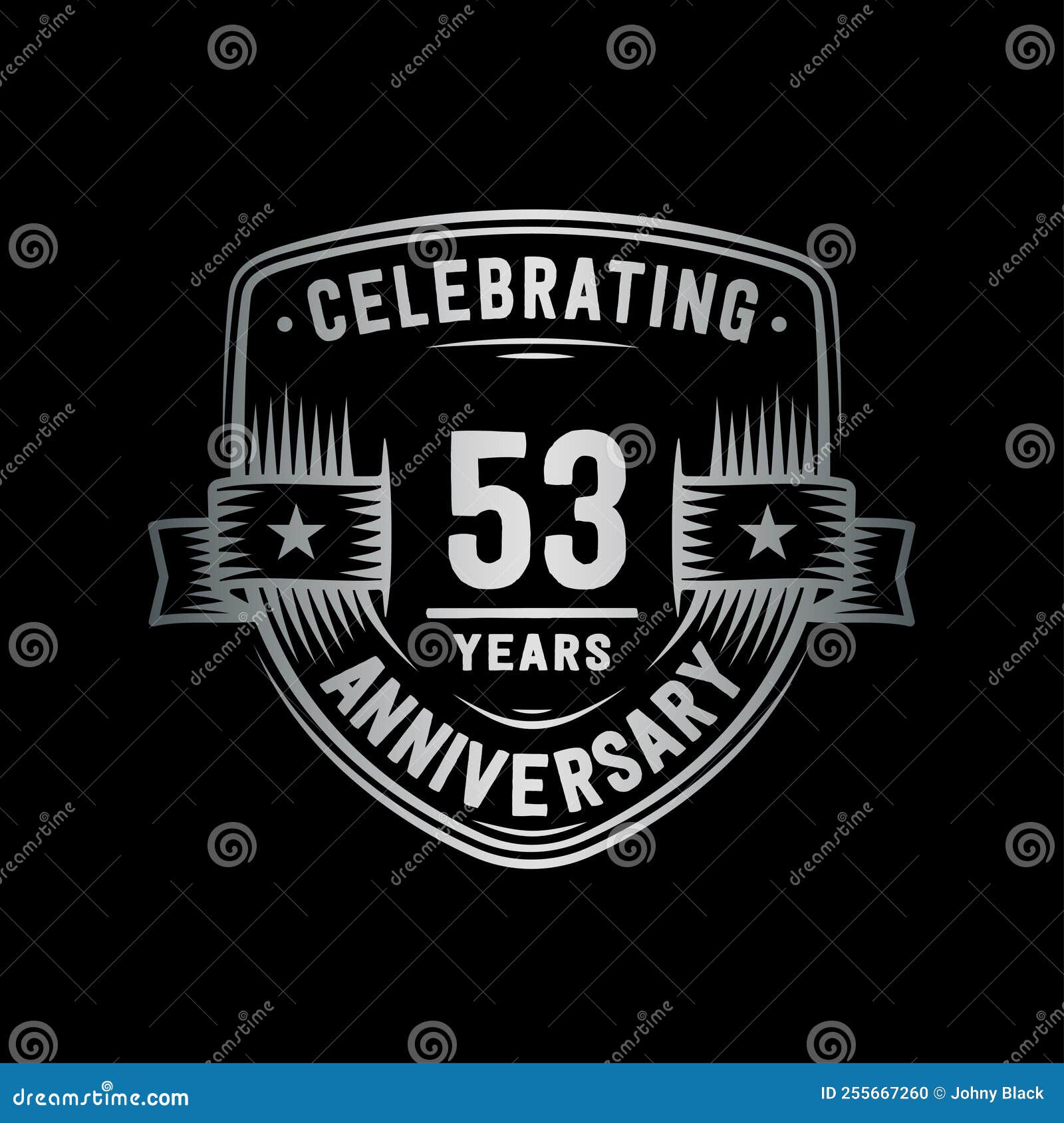 53 Years Anniversary Celebration Shield Design Template. 53rd ...