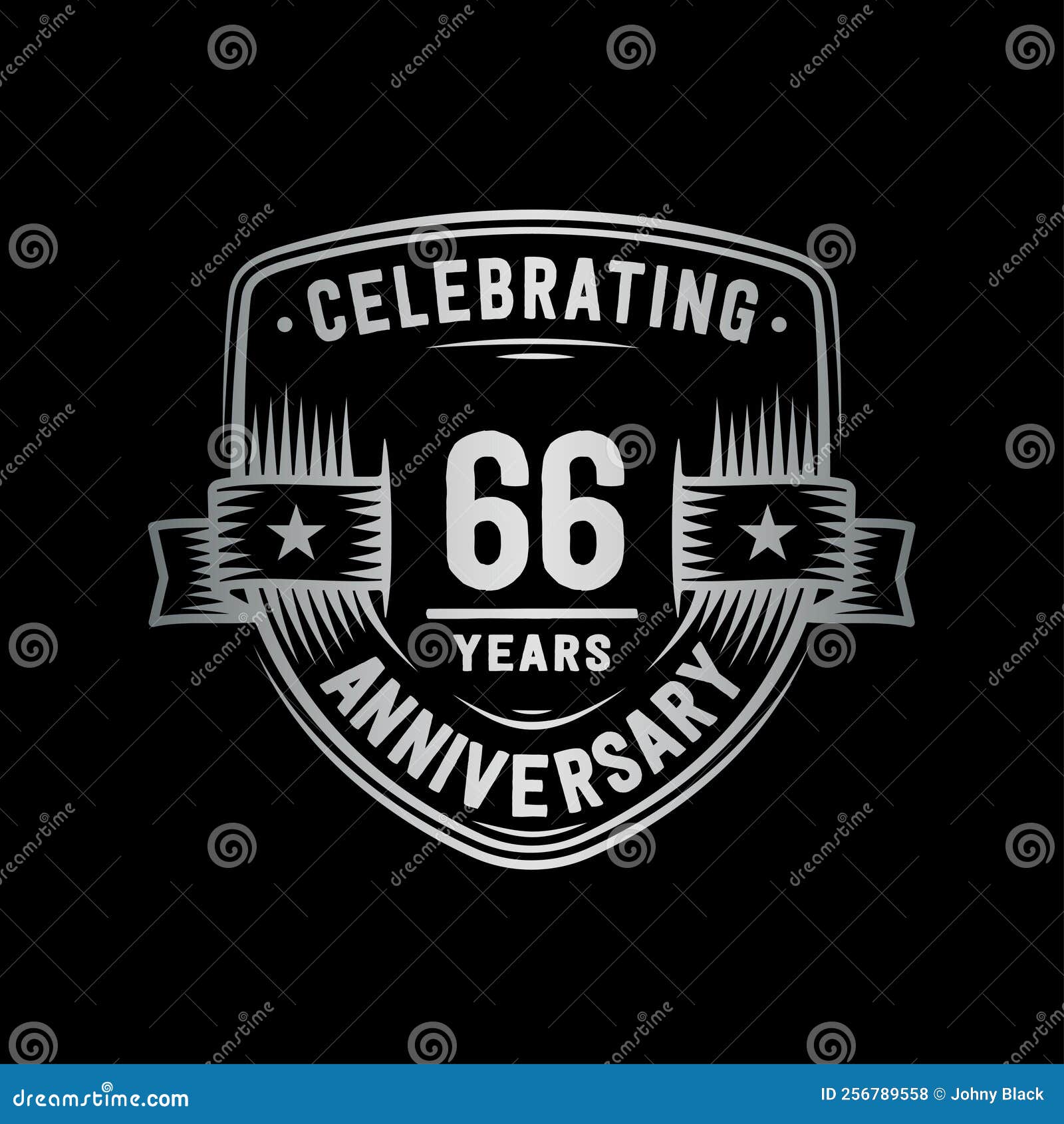 66 Years Anniversary Celebration Shield Design Template. 66th ...