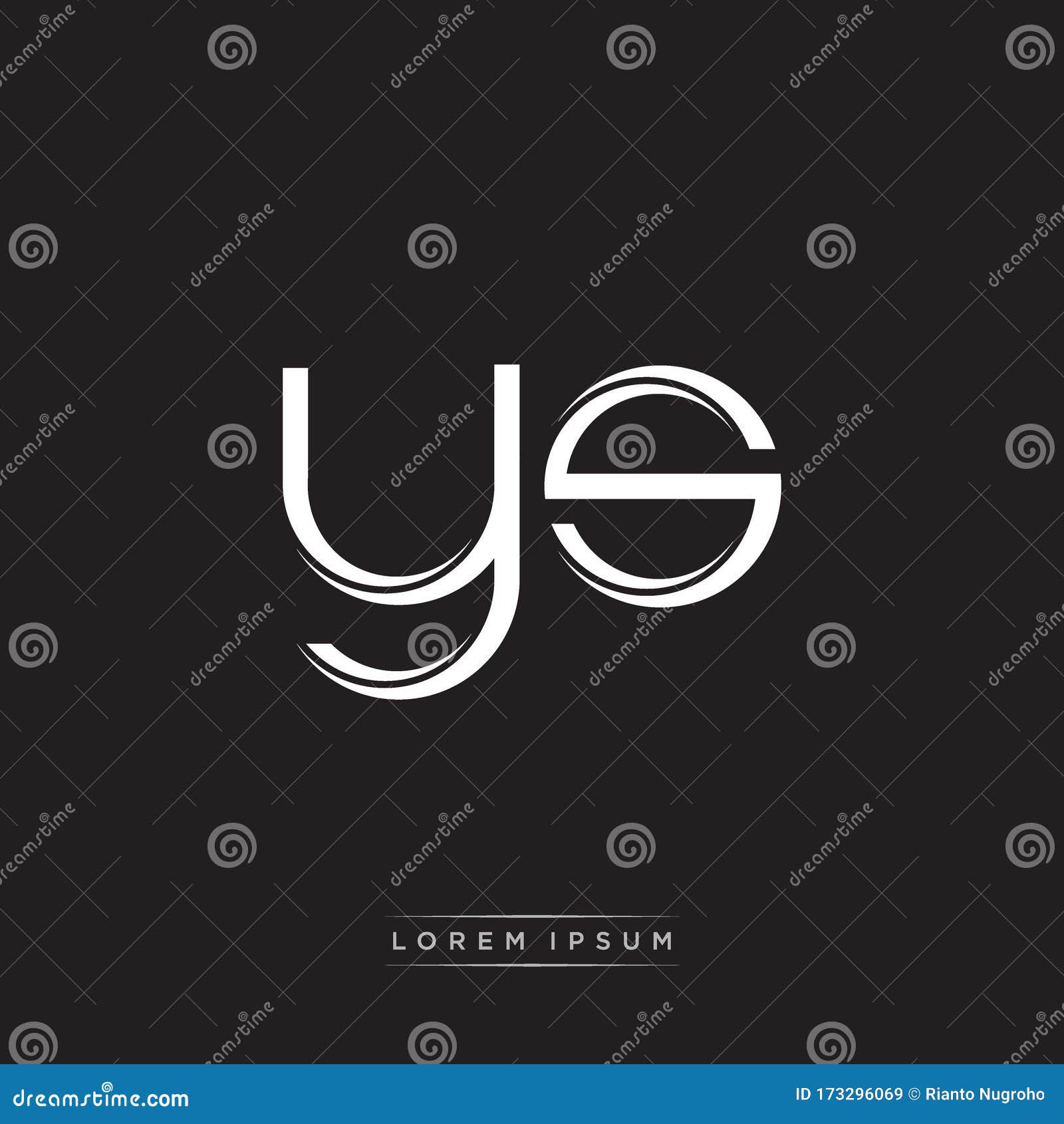 YS Initial Letter Split Lowercase Logo Modern Monogram Template Isolated on Black White Stock ...