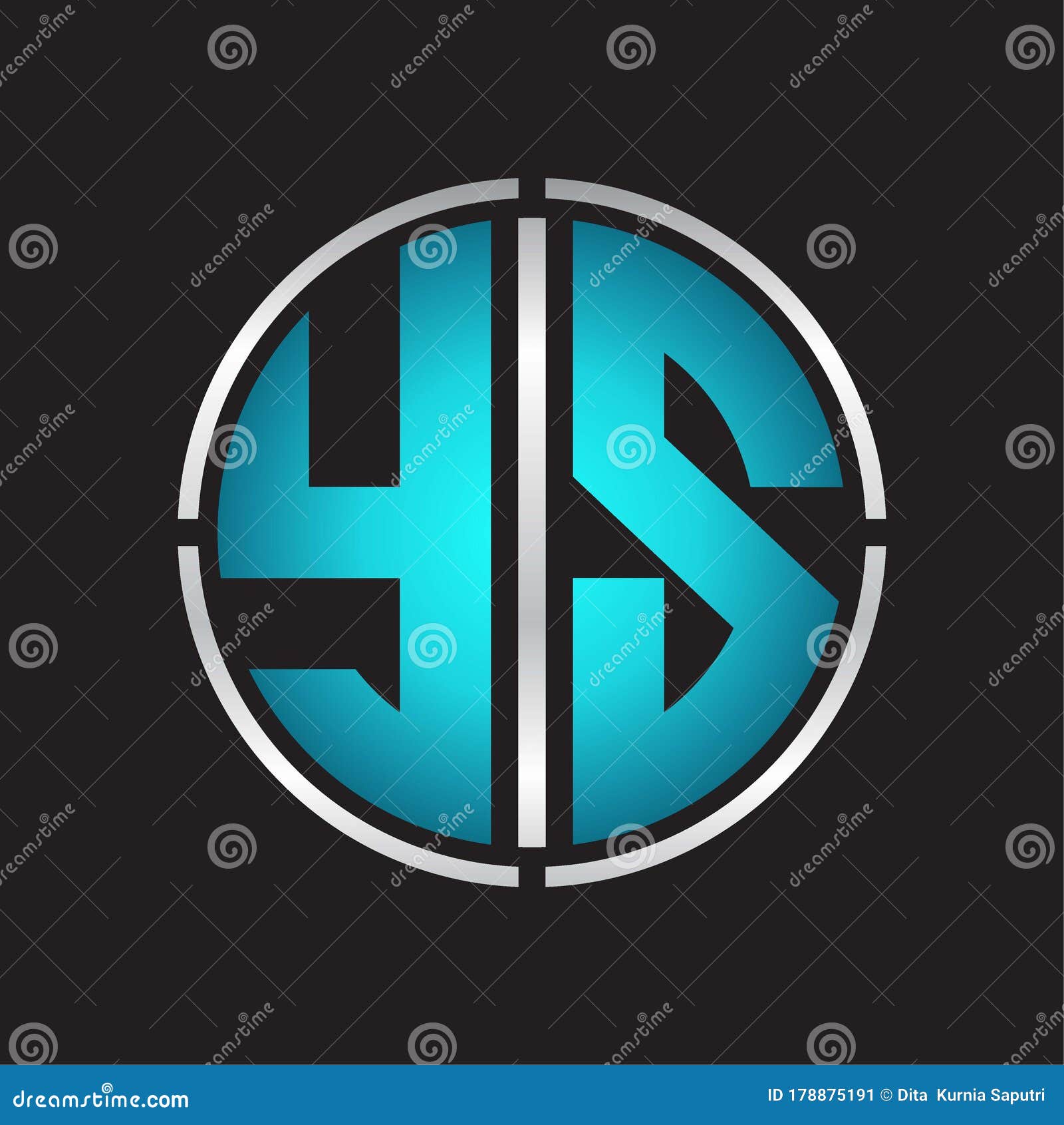 YS Logo Initial with Circle Line Cut Design Template on Blue Colors ...