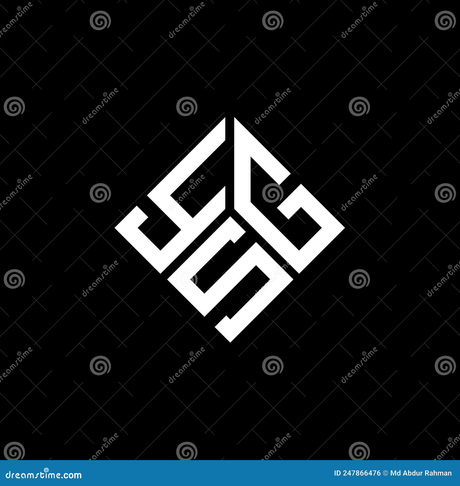 YSG Letter Logo Design on Black Background. YSG Creative Initials ...