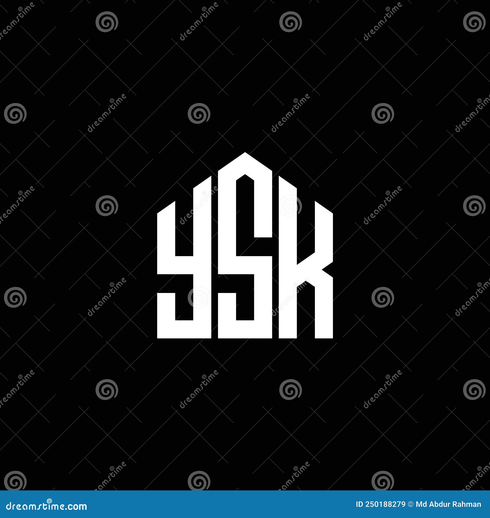 YSK Letter Logo Design on BLACK Background. YSK Creative Initials ...
