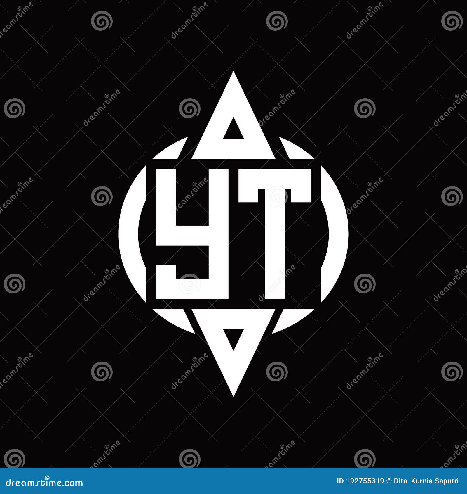 YT Logo with Circle Rounded Combine Triangle Top and Bottom Side Design ...