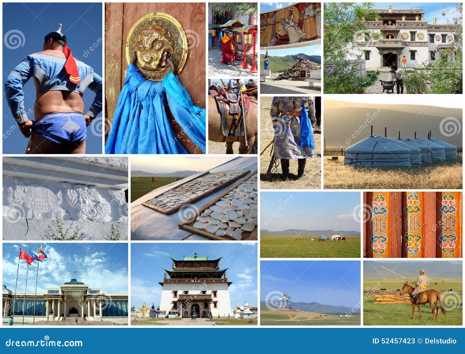 Yttre Mongoliet Fotocollage Redaktionell Arkivfoto - Bild av ryttare ...