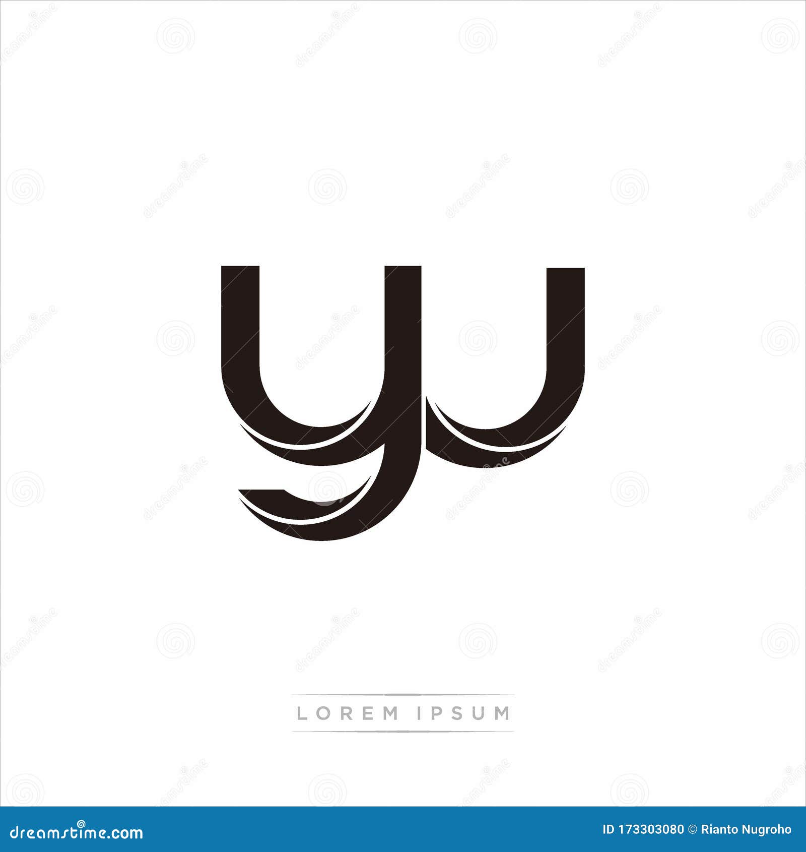Yu Initial Letter Split Lowercase Modern Monogram Linked Outline ...