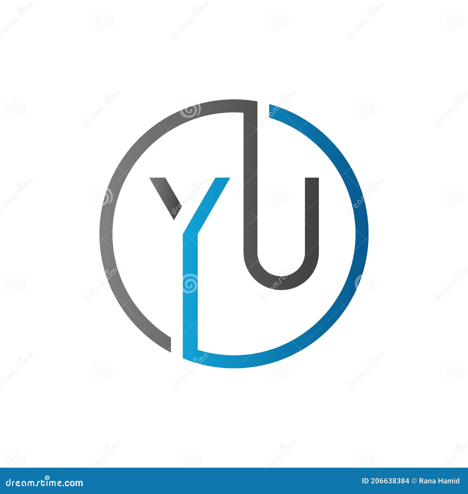 YU Logo Design Vector Template. Initial Circle Letter YU Vector ...