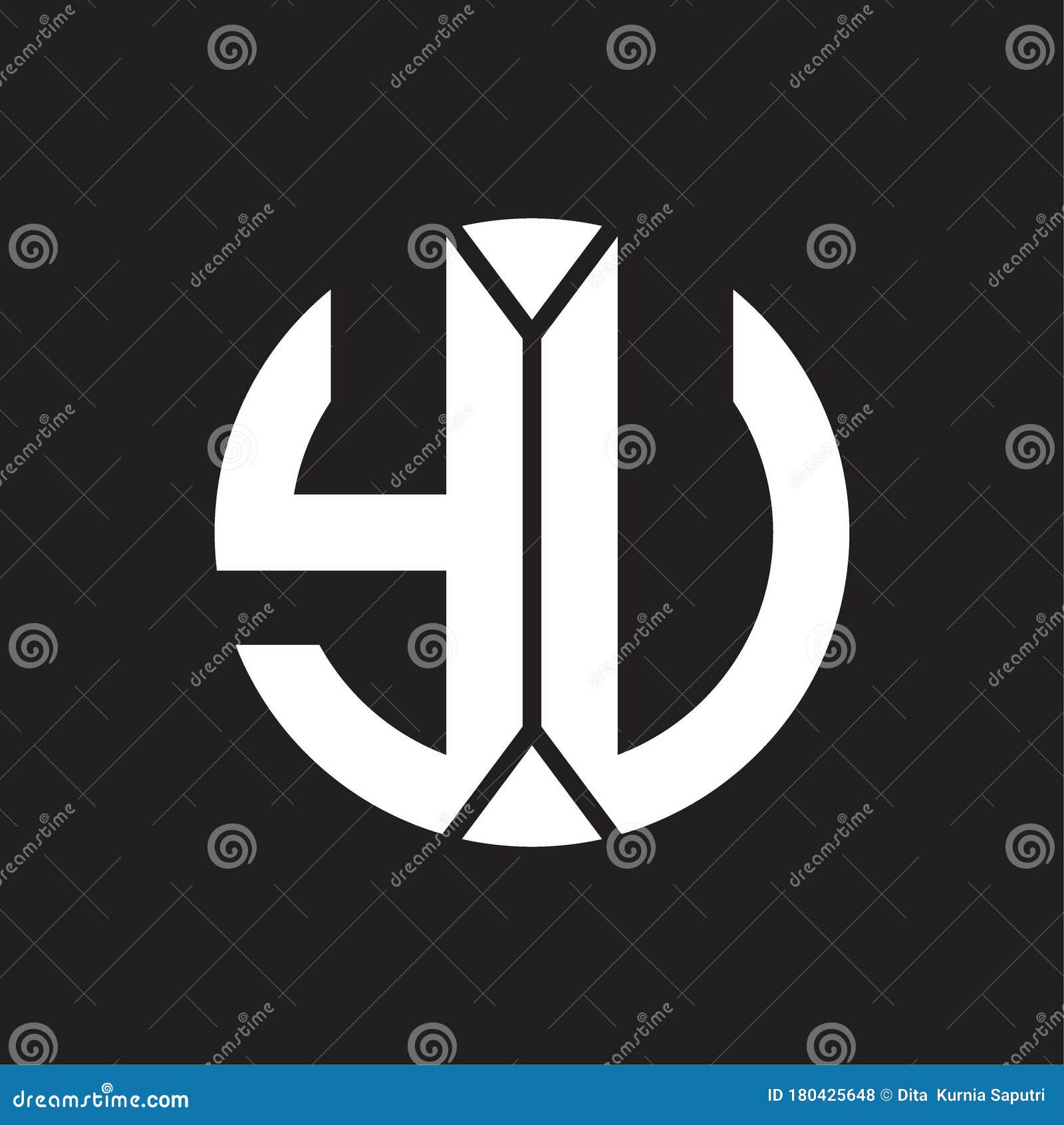 YU Logo Monogram with Piece Circle Ribbon Style Stock Vector ...