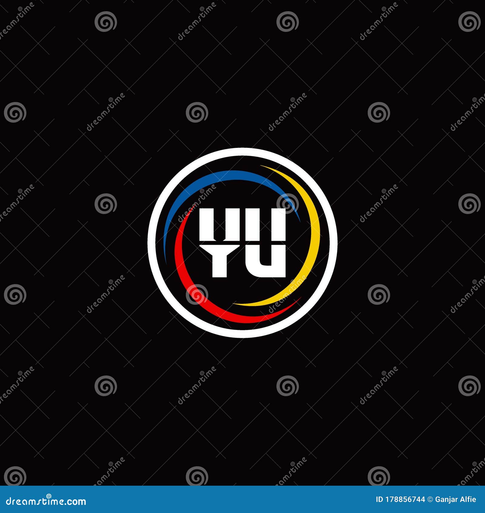 YU Monogram Logo Isolated on Circle Shape with 3 Slash Colors Rounded ...