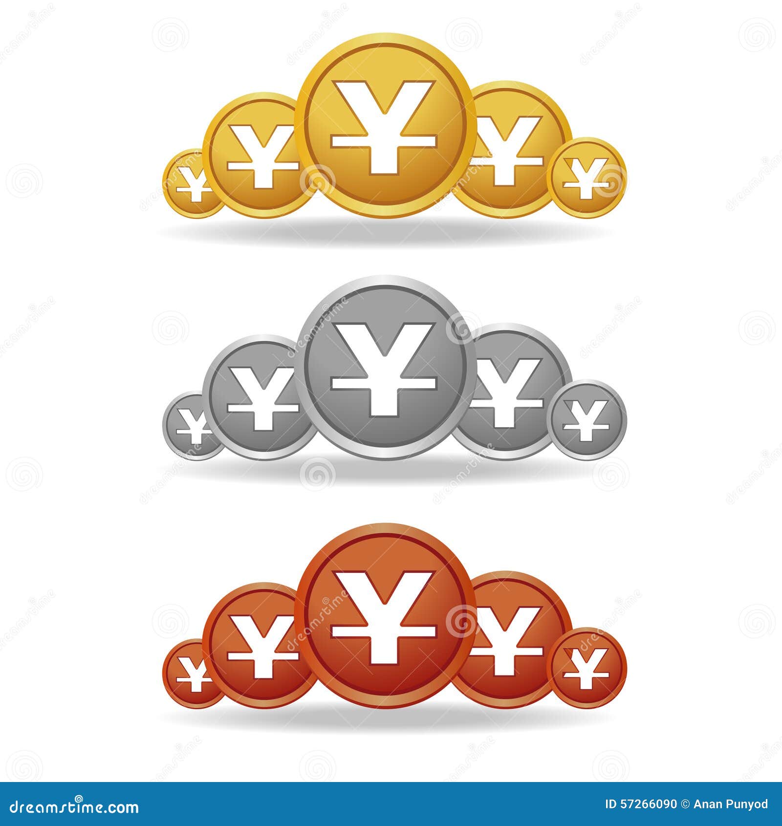 Yuan Gold Coin Silver and Bronze Coin Vector Design Stock Vector ...