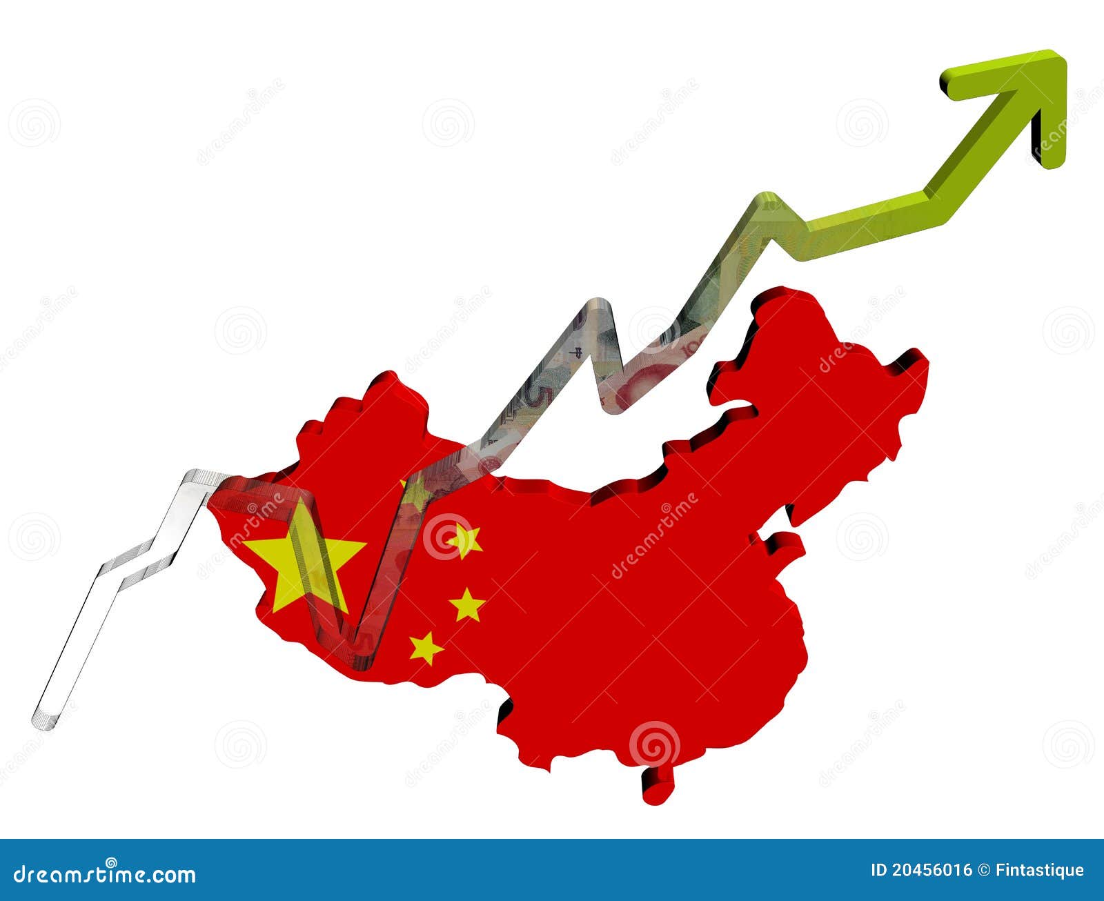 Yuan Graph on China Map Flag Stock Illustration - Illustration of yuan ...