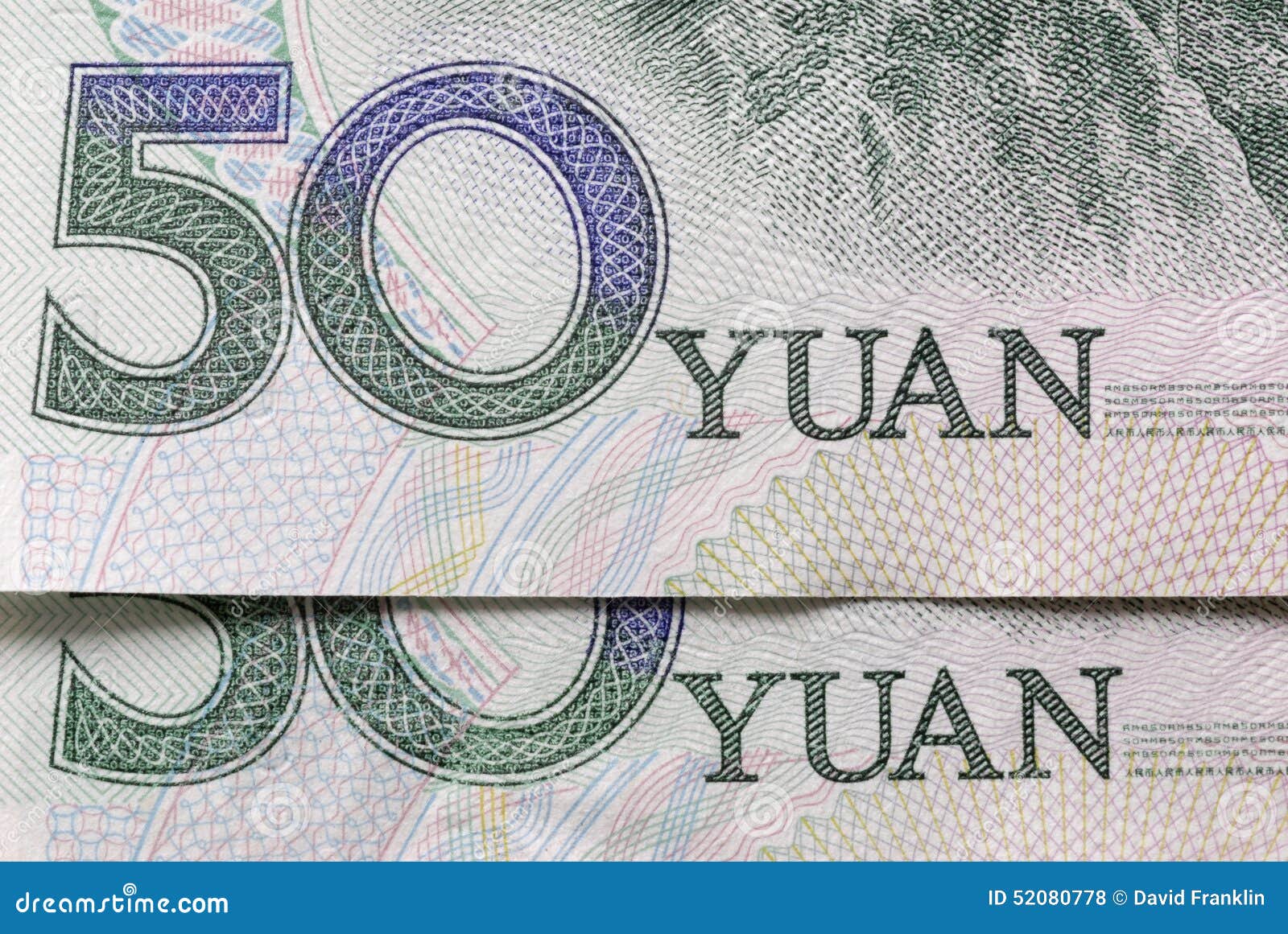 China, Chinese Money, Yuan 50 Currency Notes or Bills Close Up Stock ...