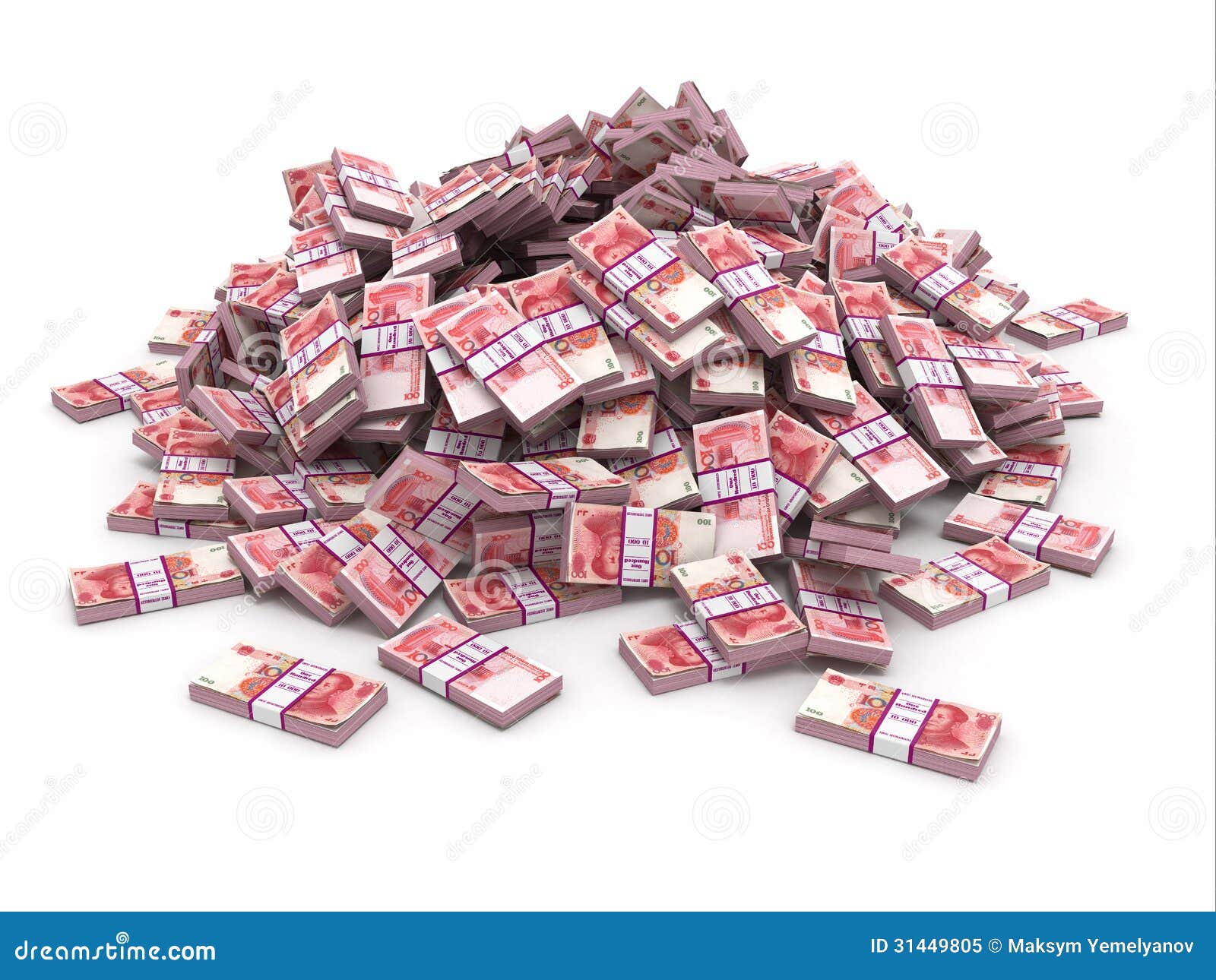 Yuan. Pile from Packs of Money Stock Illustration - Illustration of ...