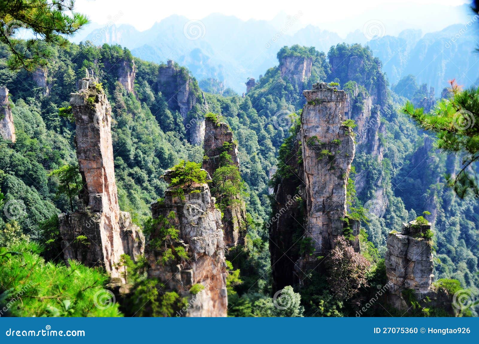 Yubi Peak in Tianzi Mountain Stock Photo - Image of trees, summer: 27075360