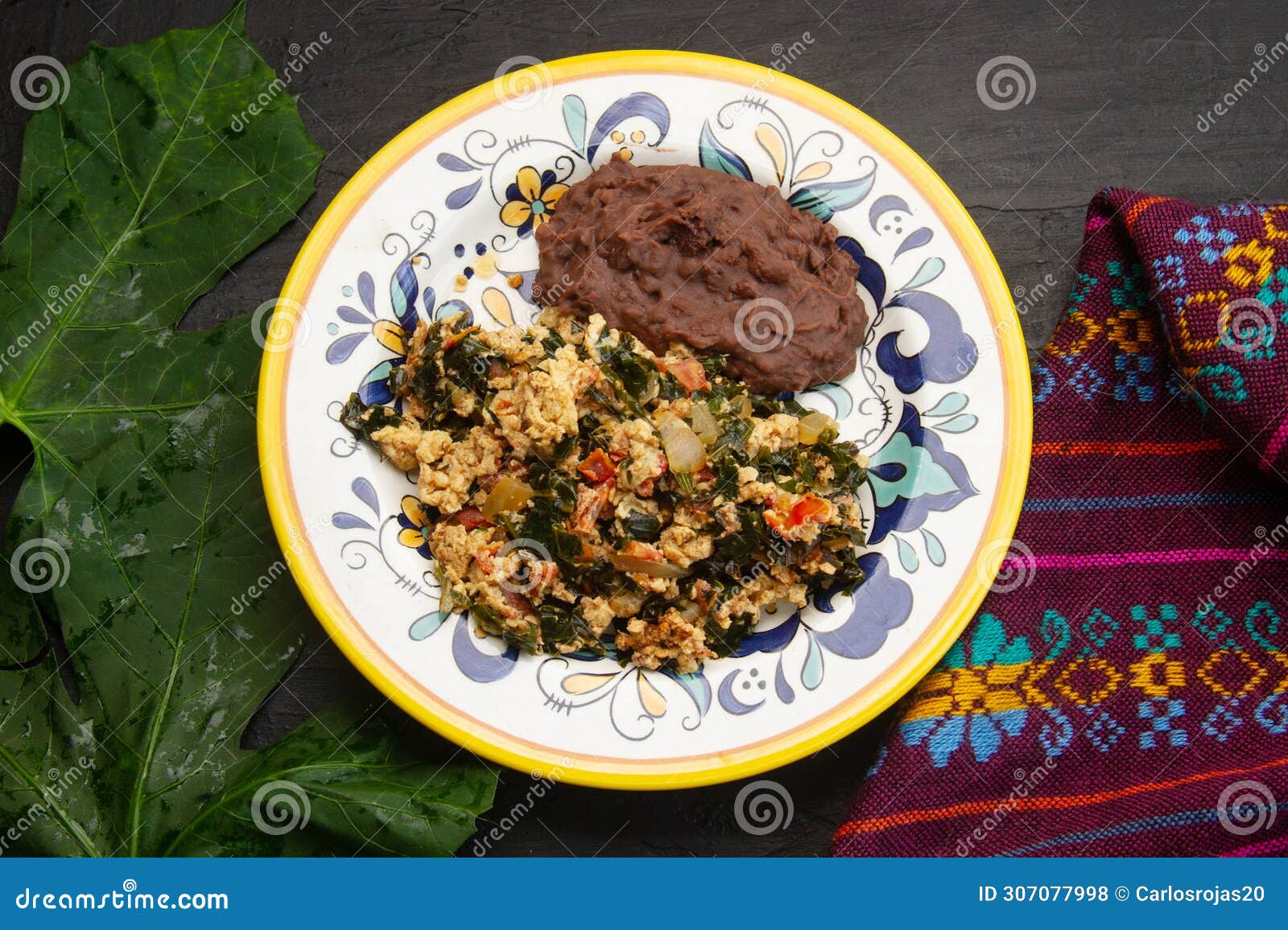Yucatan Food: Scrambled Eggs with Chaya Stock Photo - Image of ...