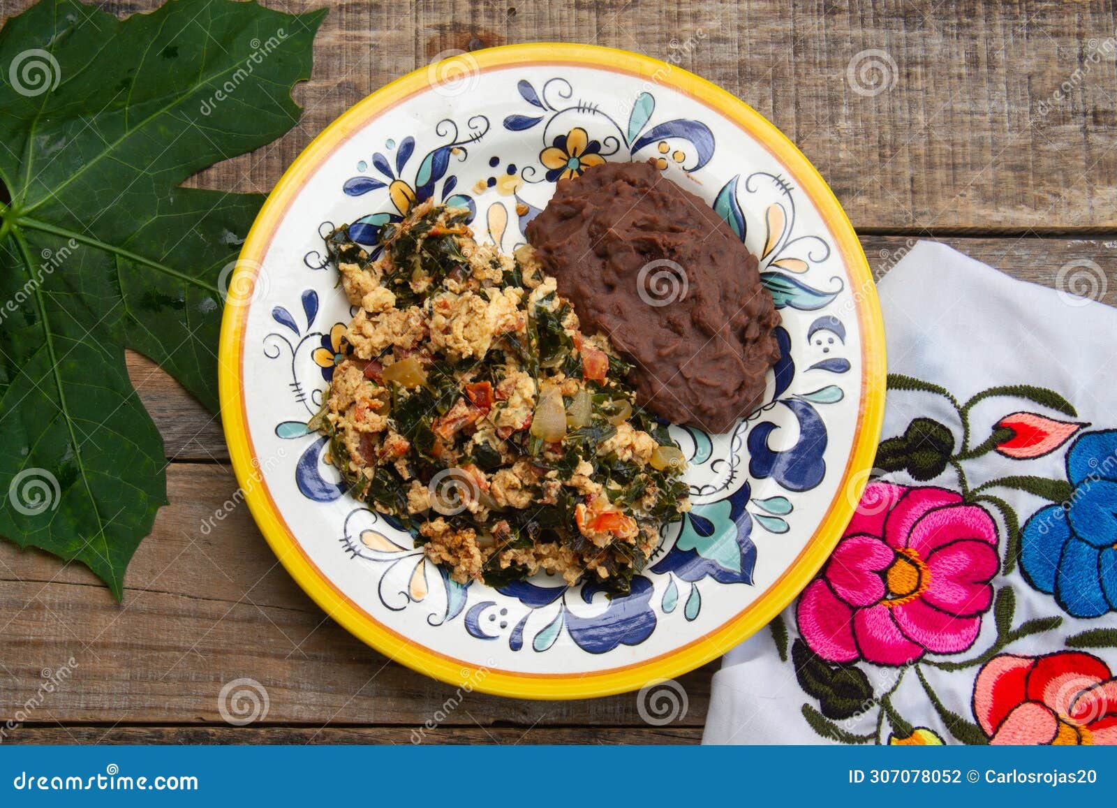 Yucatan Food: Scrambled Eggs with Chaya Stock Photo - Image of ...