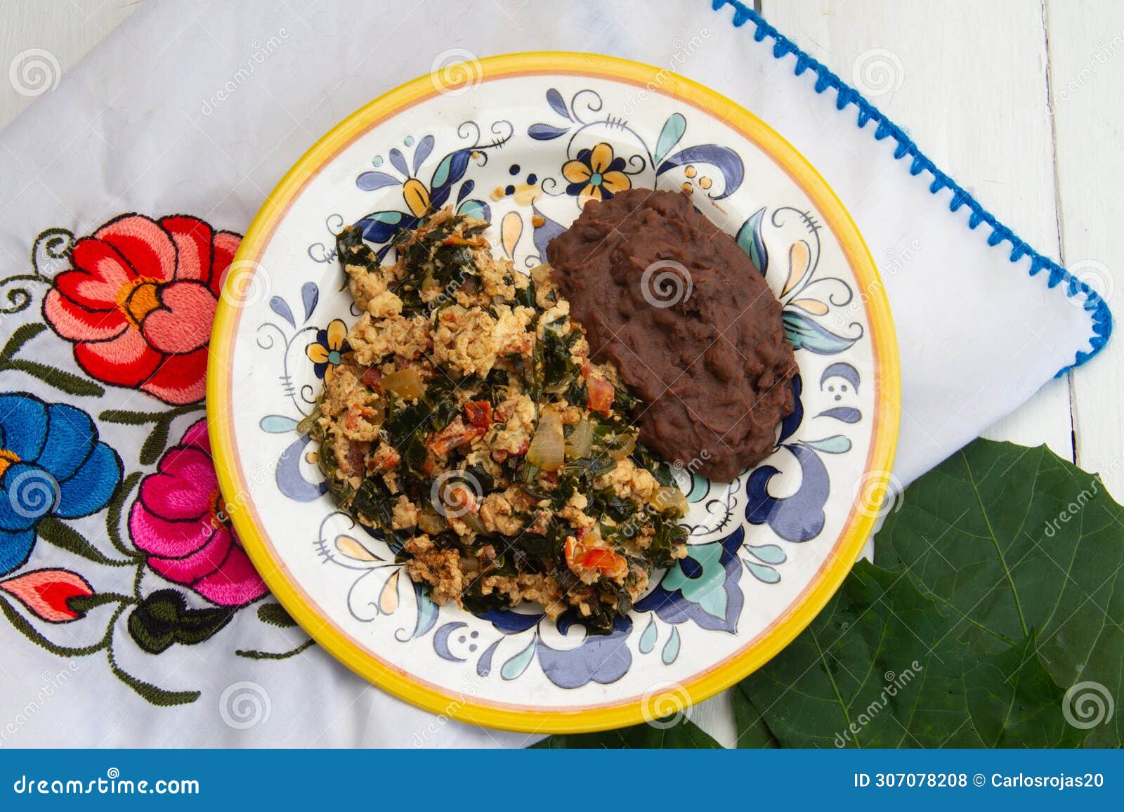 Yucatan Food: Scrambled Eggs with Chaya Stock Photo - Image of method ...