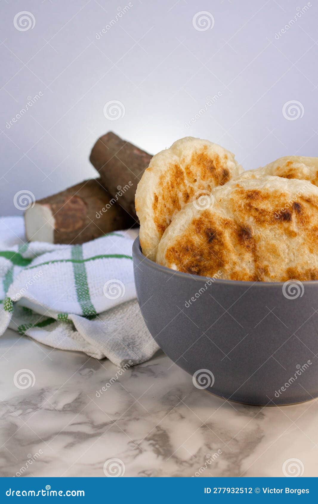 Yucca Chunks and Bread on Background Stock Photo - Image of breads ...