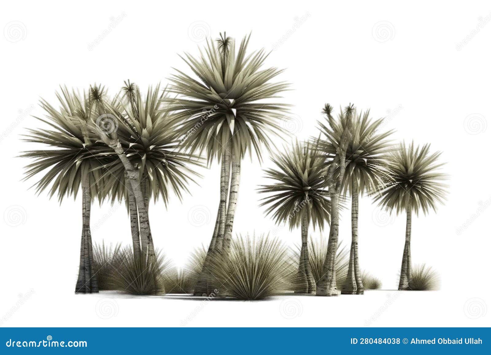 Yucca Trees 3D Rendering with Transparent Background, Generative Ai ...
