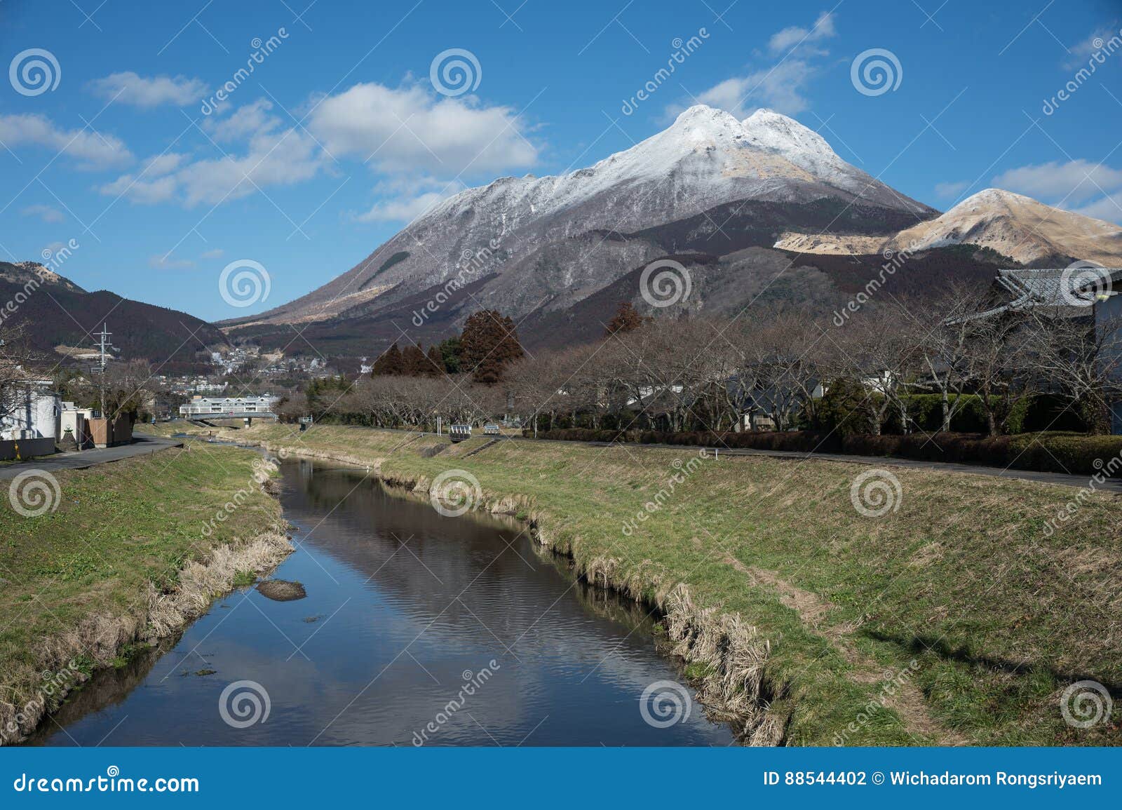 Yufudake Mt. stock photo. Image of snow, canal, bluesky - 88544402