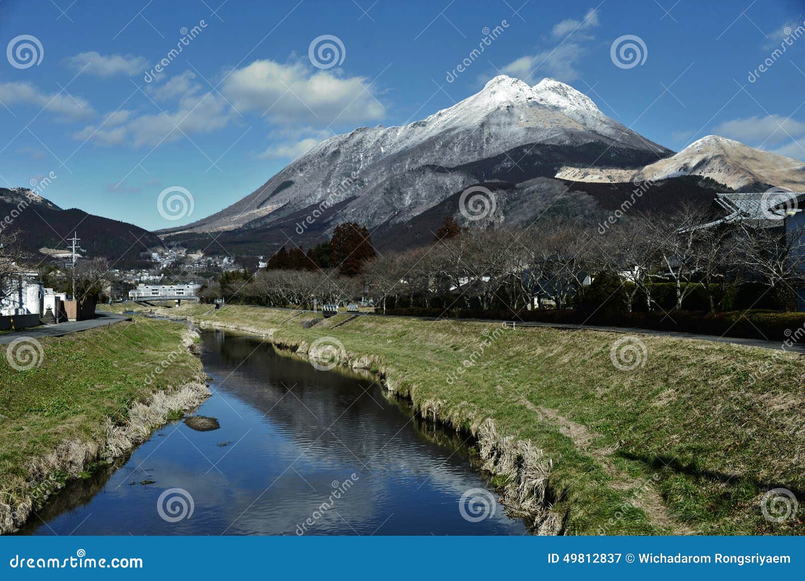 Yufuin, City of Snow Mountain. Stock Image - Image of mountain, city ...