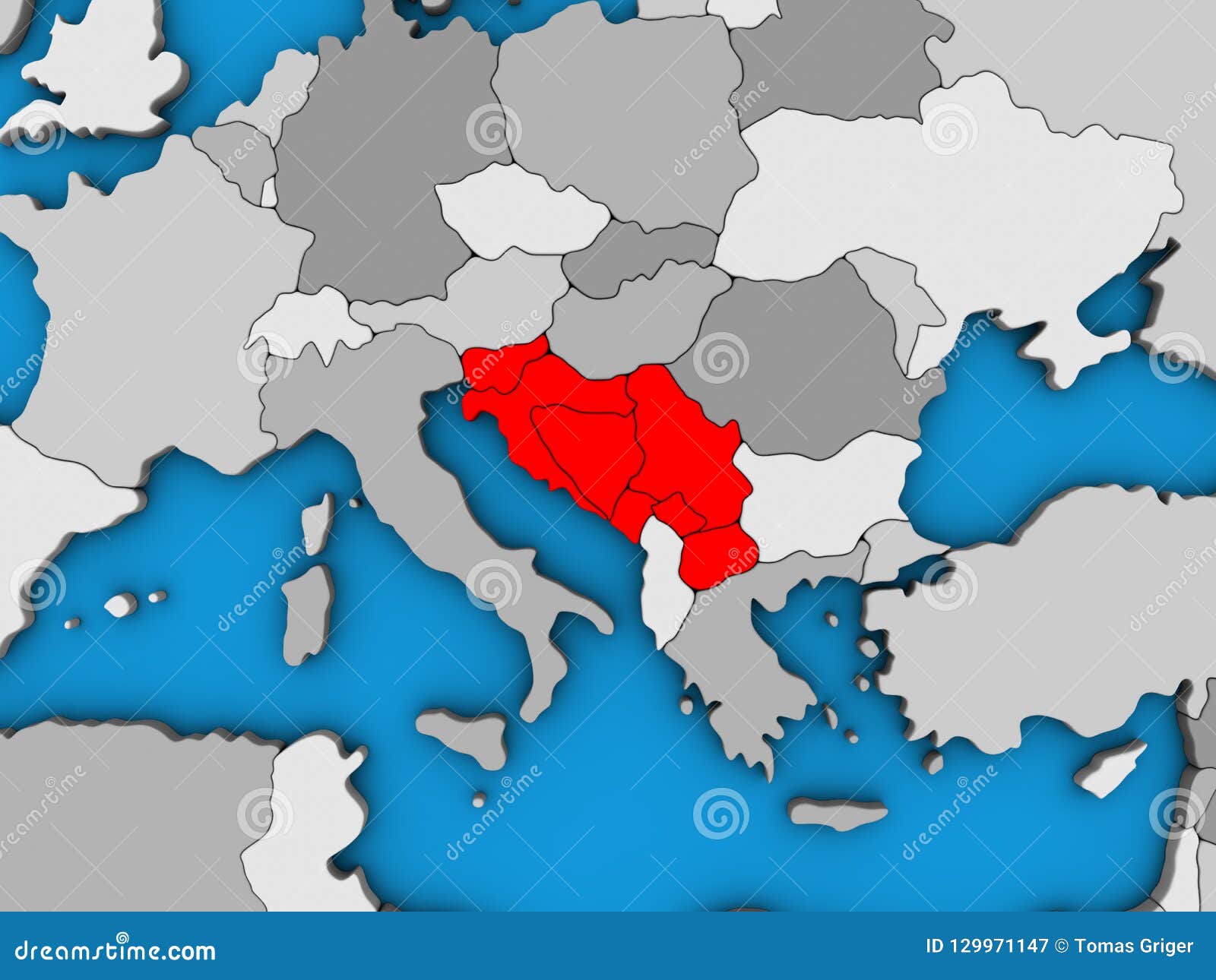 Yugoslavia en el mapa 3D stock de ilustración. Ilustración de serbia ...