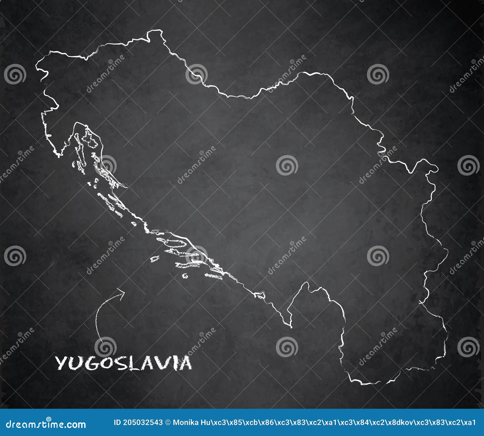 Yugoslavia Map Card Blackboard Chalkboard Cartoon Vector ...