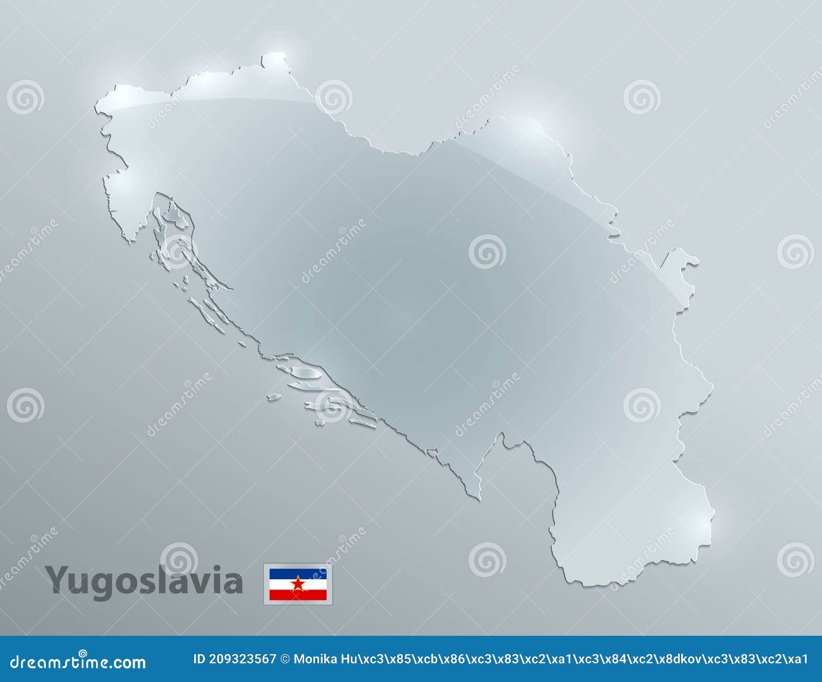 Yugoslavia Map Glass Card Paper 3D Blank Vector Illustration ...