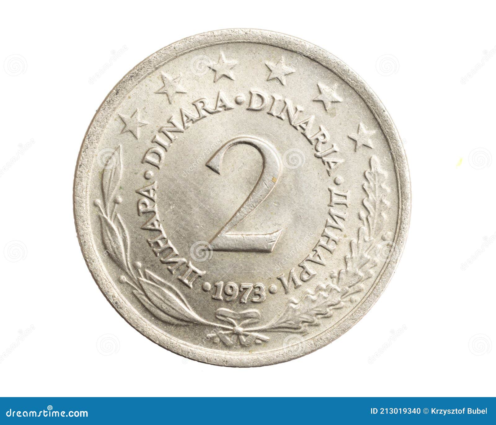 Yugoslavia Two Dinars Coin on White Isolated Background Stock Photo ...