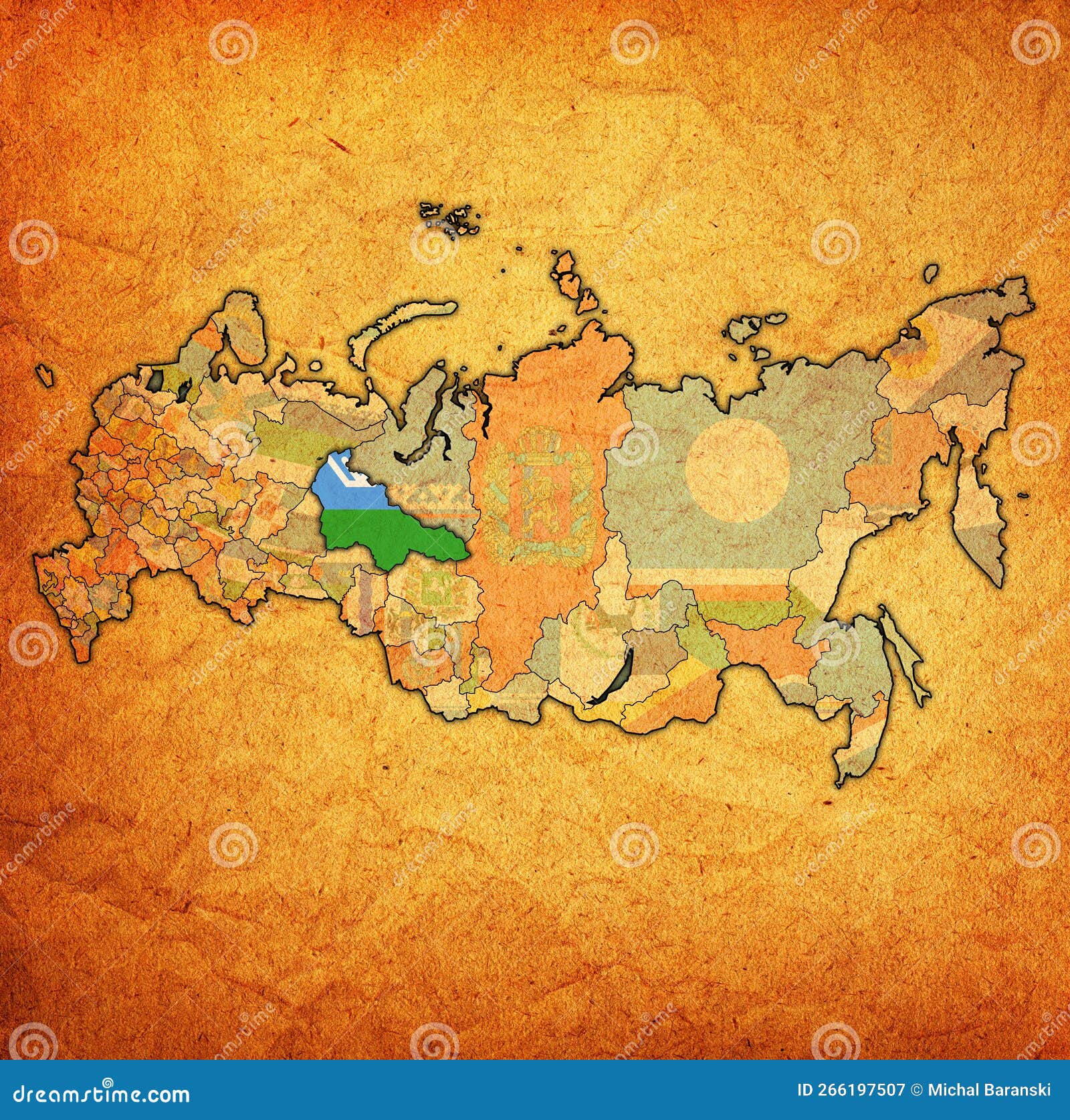 Yugra on Administration Map of Russia Stock Illustration - Illustration ...