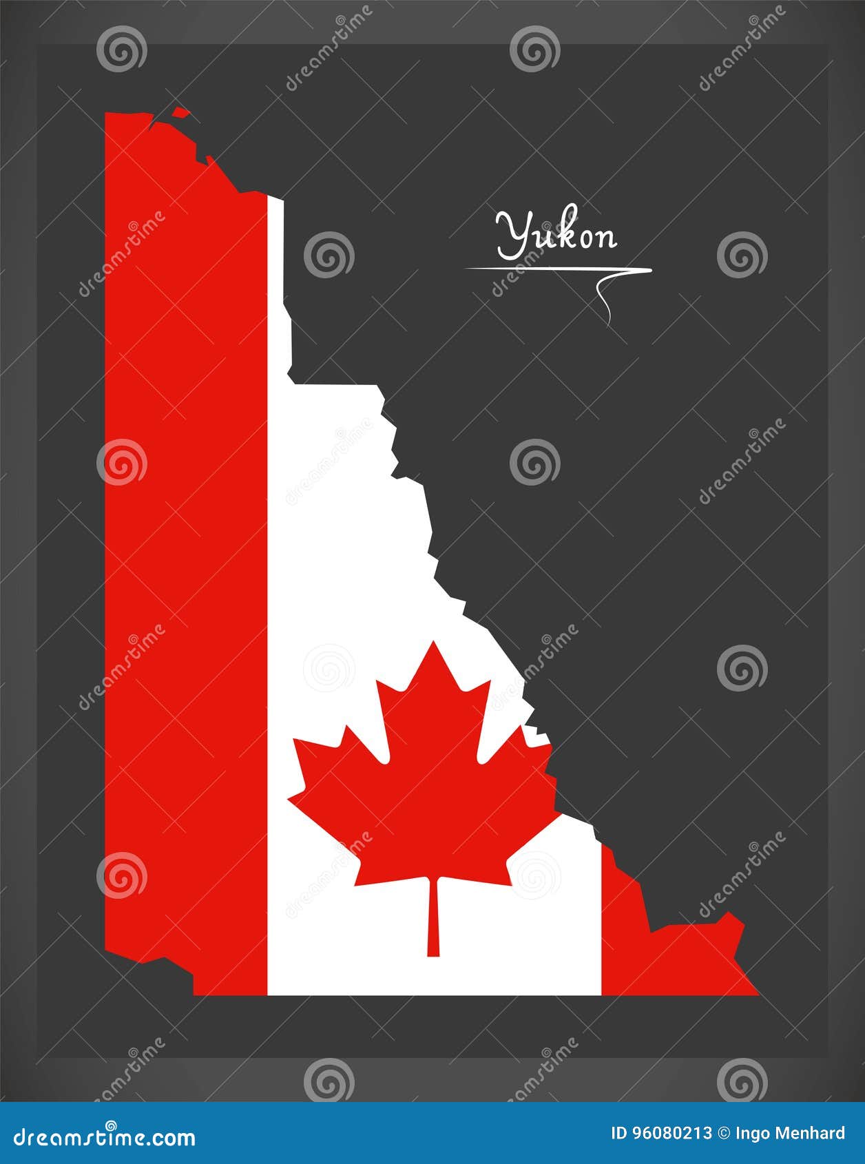Yukon Map On Canadian Flag. YT, CA Territory Map On Canada Flag. EPS ...