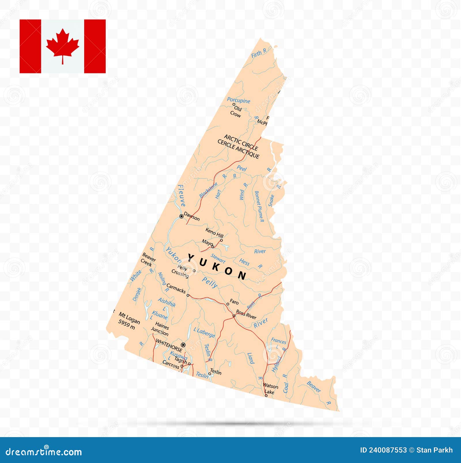 Yukon Map stock vector. Illustration of quebec, canadian - 240087553