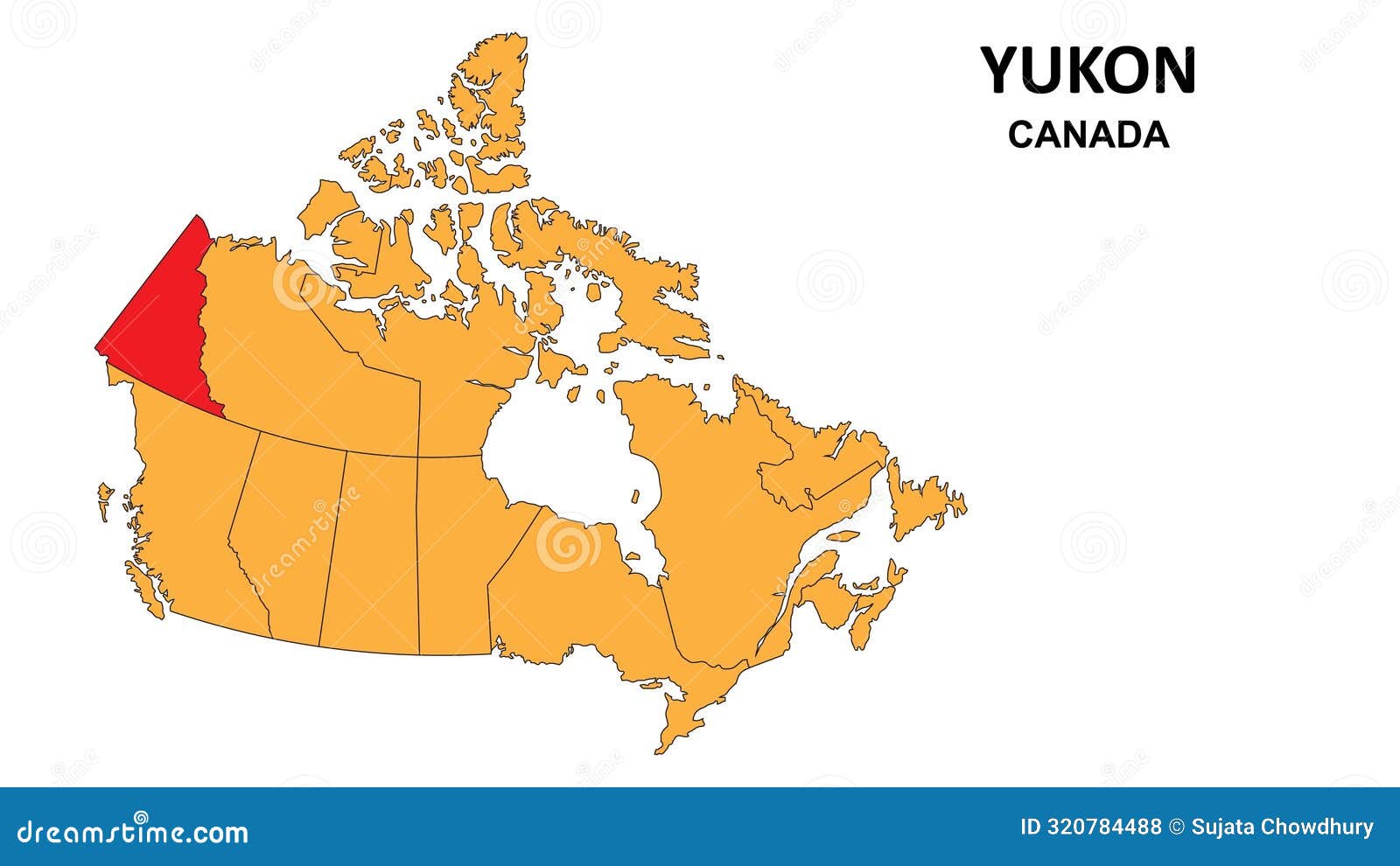 Yukon Map is Highlighted on the Canada Map with Detailed State and ...