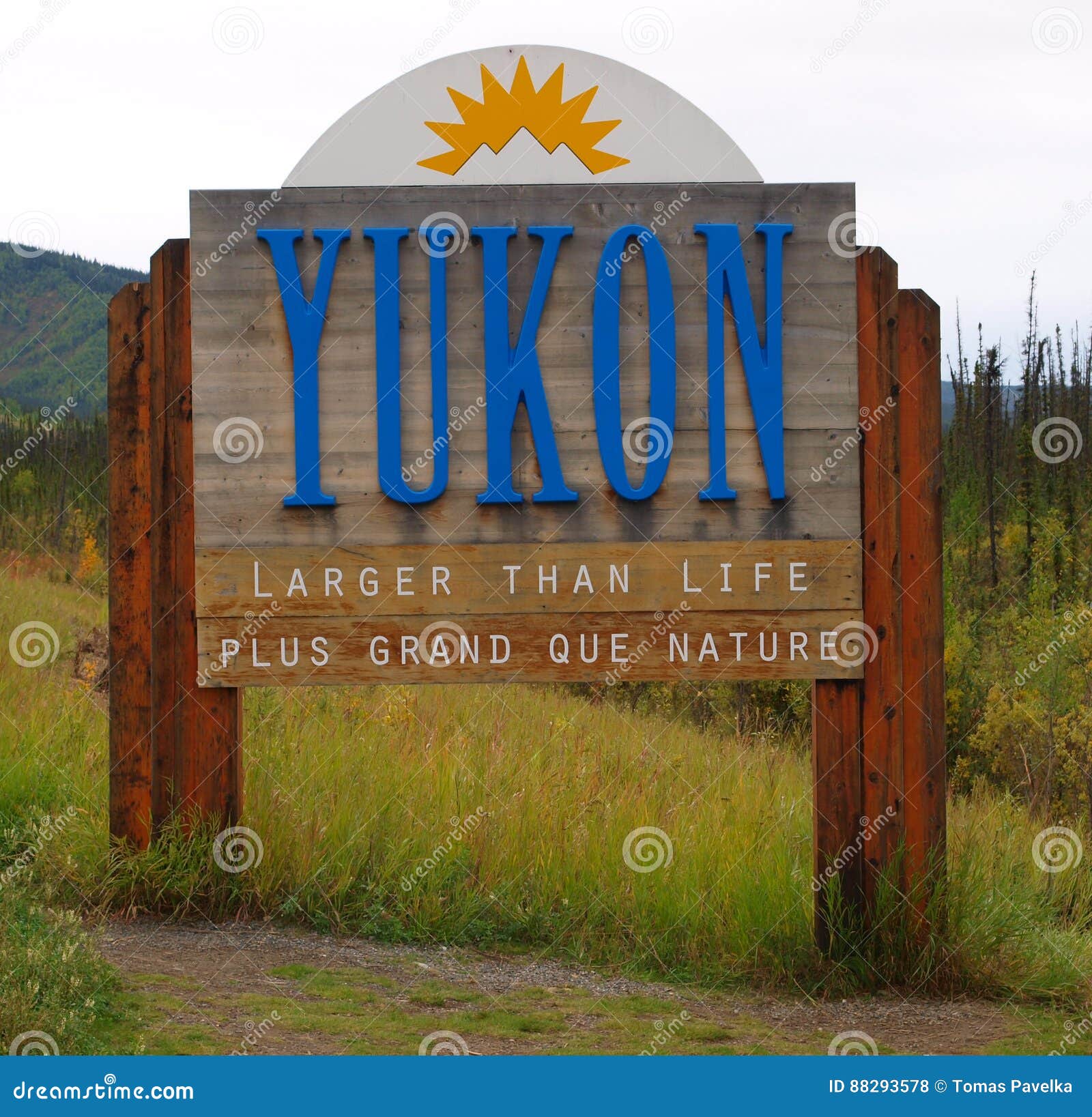Yukon sign stock photo. Image of wood, sign, green, yellow - 88293578