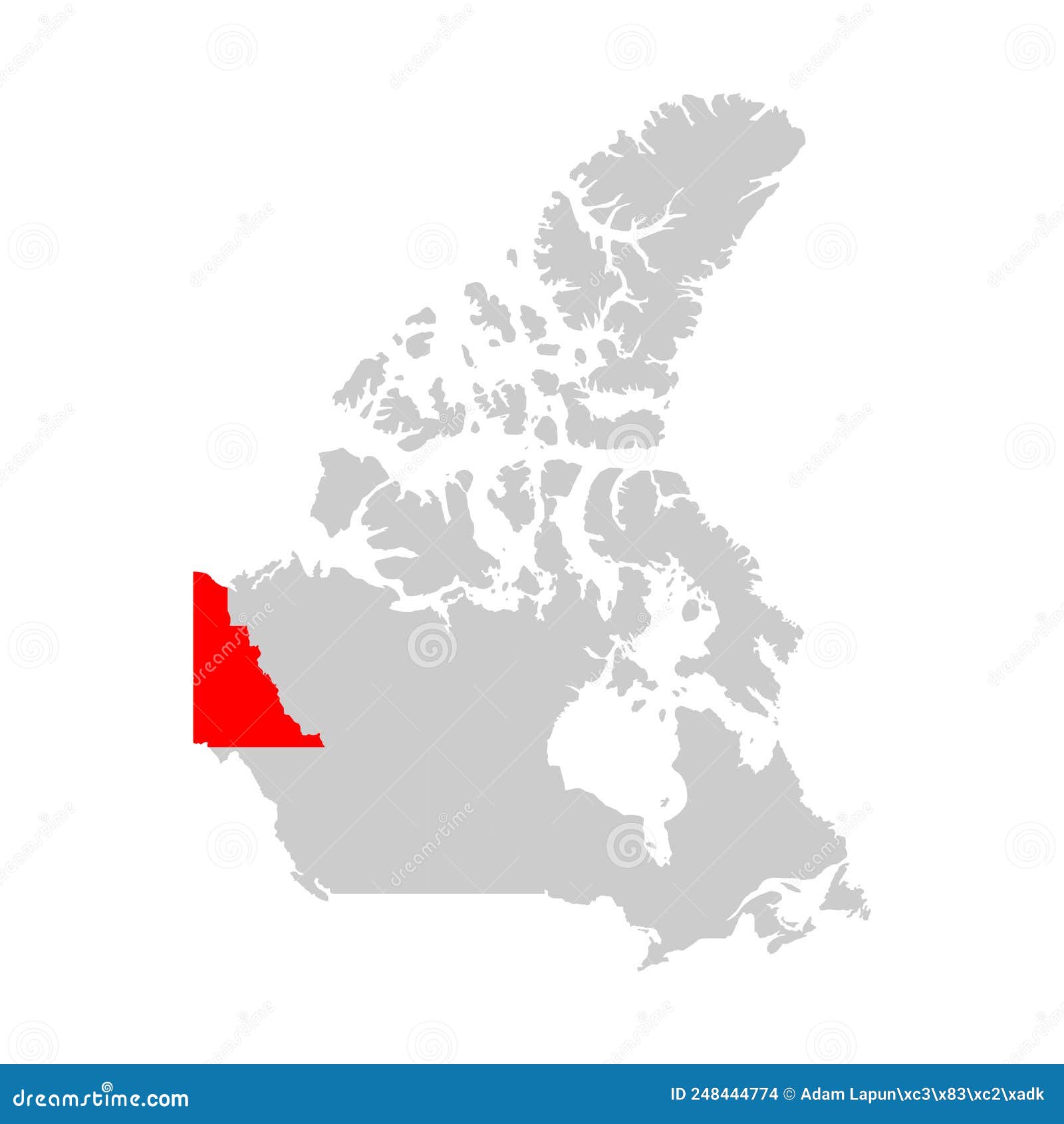 Yukon Territory Highlighted on the Map of Canada Stock Vector ...
