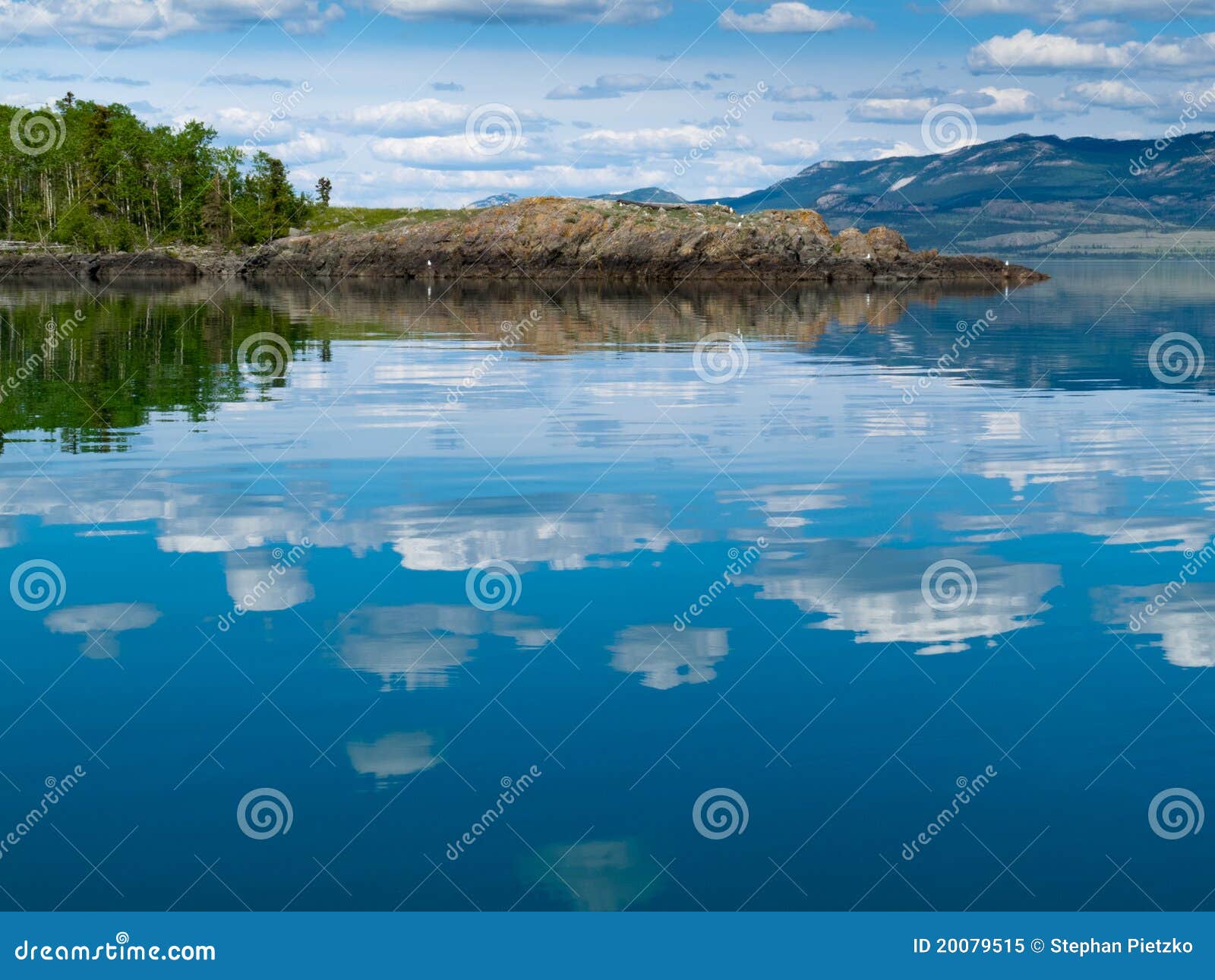 Yukon Wilderness Reflected on Calm Lake Stock Image - Image of large ...
