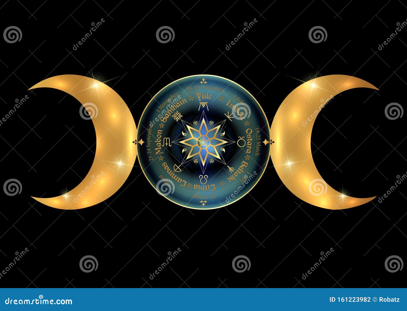 Triple Moon Wicca Pagan Goddess, Wheel of the Year is an Annual Cycle ...