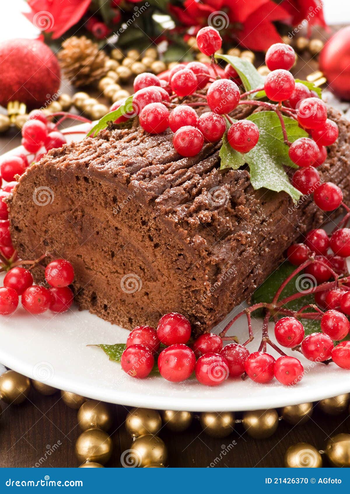 Yule log stock photo. Image of icing, ornaments, buche - 21426370