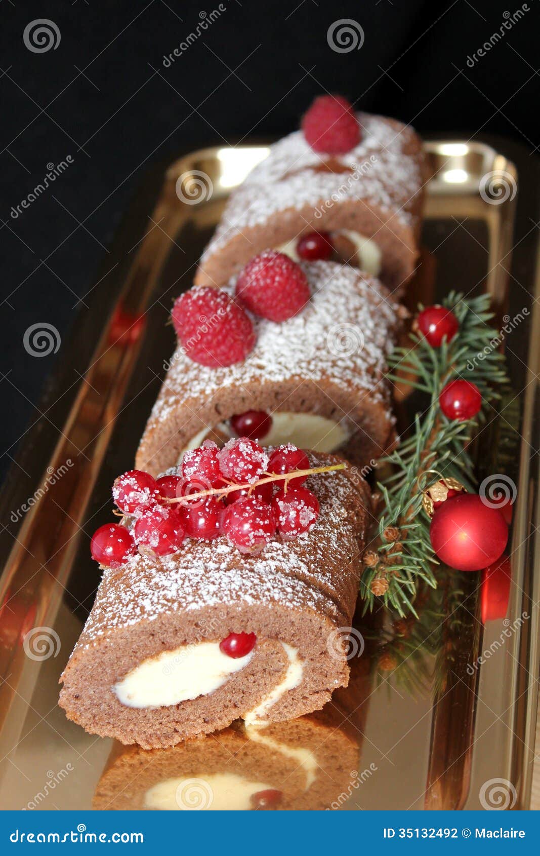 Yule log cake stock photo. Image of butter, holiday, berry - 35132492