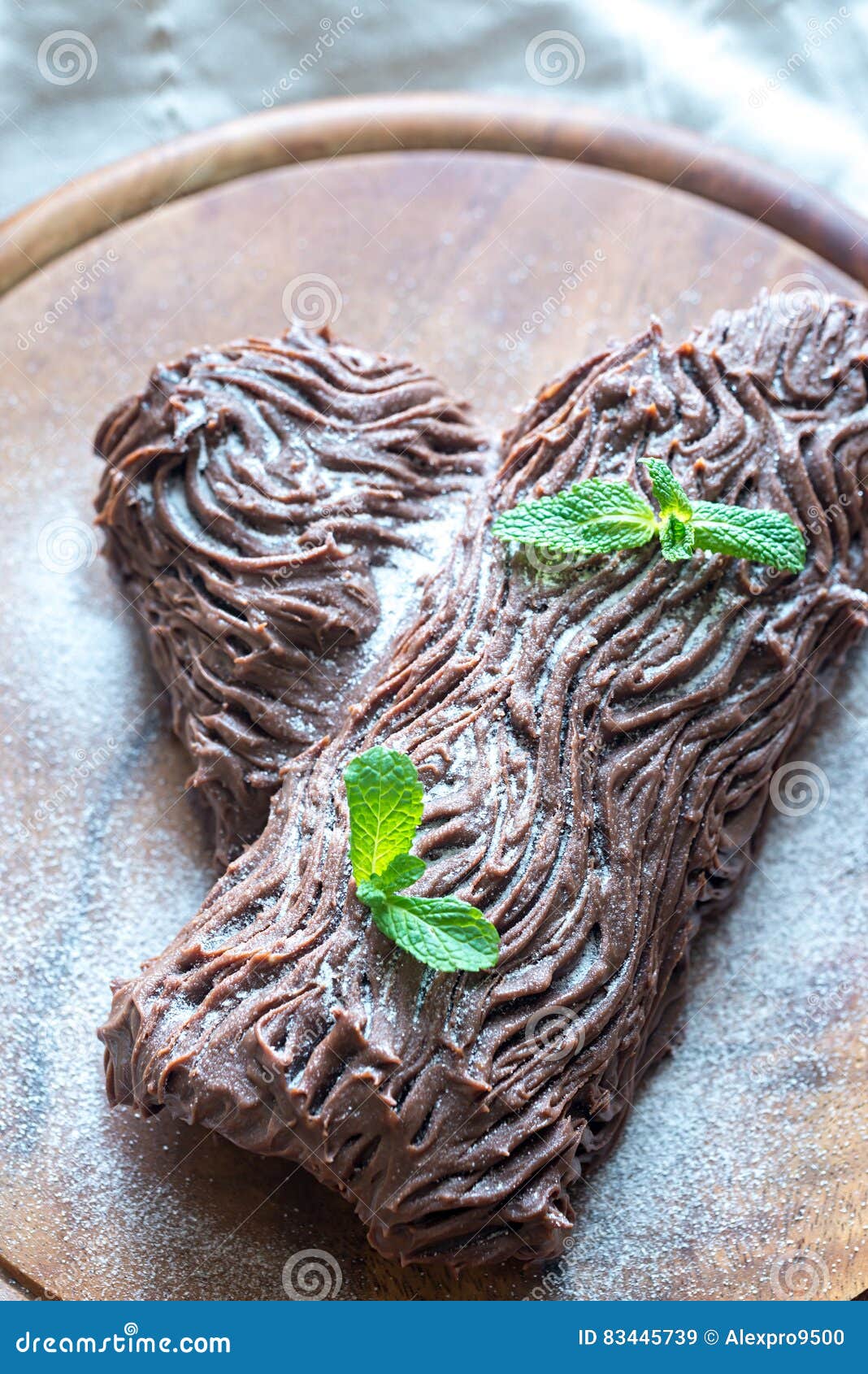 Yule Log on the Wooden Board Stock Image - Image of rolled, celebration ...