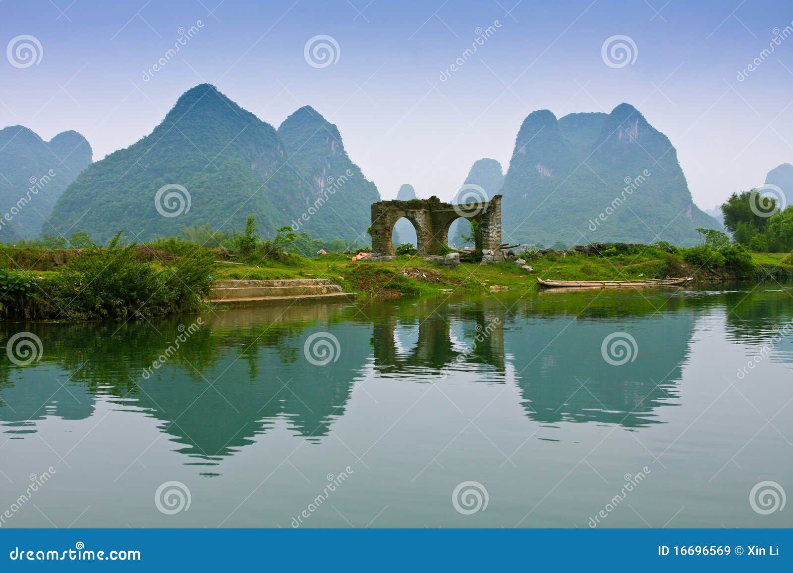 Yulong River stock image. Image of ferry, yangshuo, mountain - 16696569