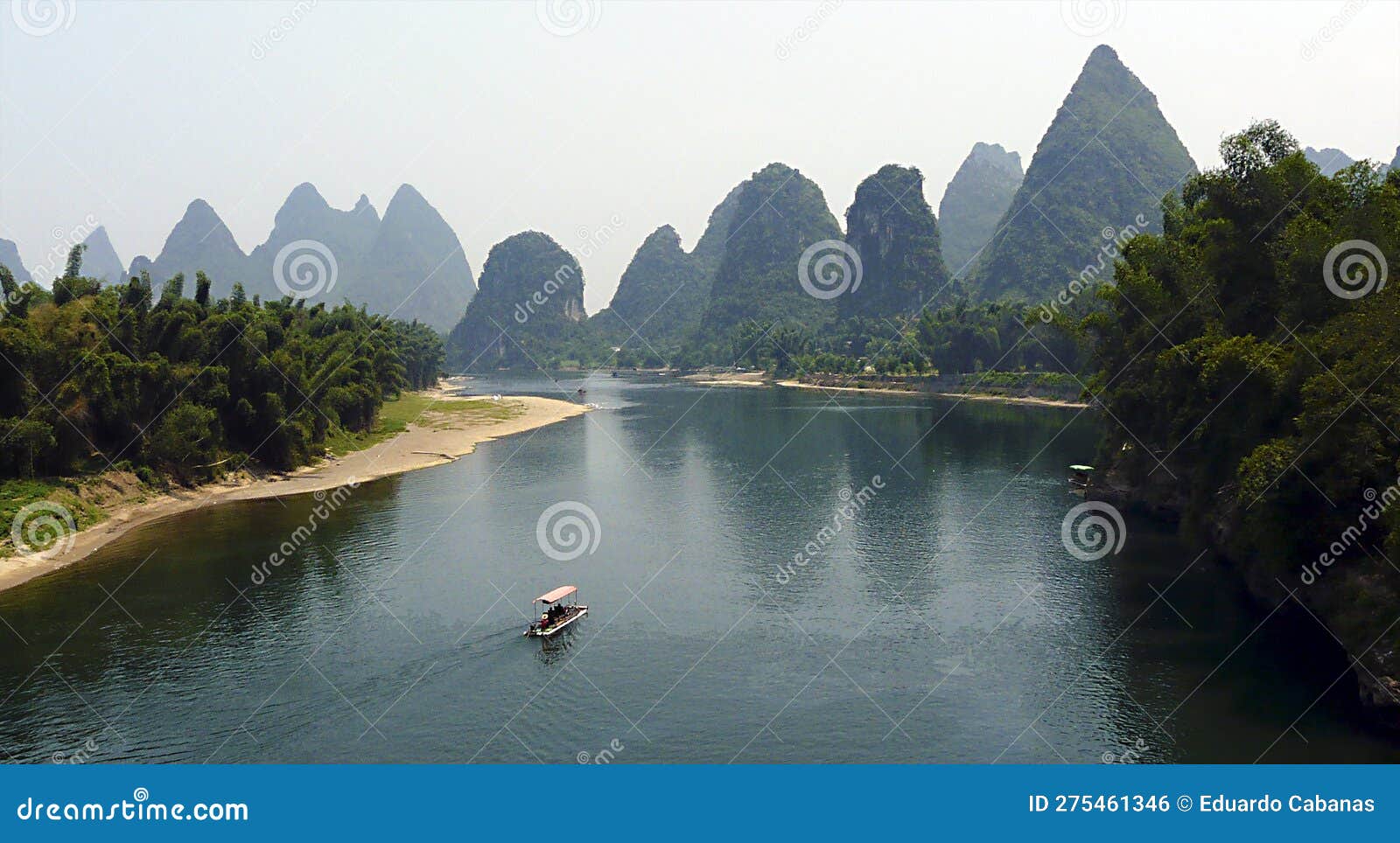 Yulong River Panorama, Li River, Yangshuo, China Stock Photo - Image of ...