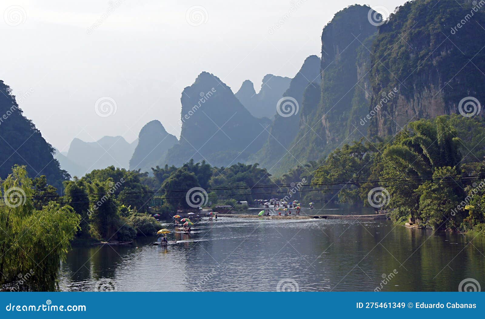 Yulong River Panorama, Li River, Yangshuo, China Stock Image - Image of ...