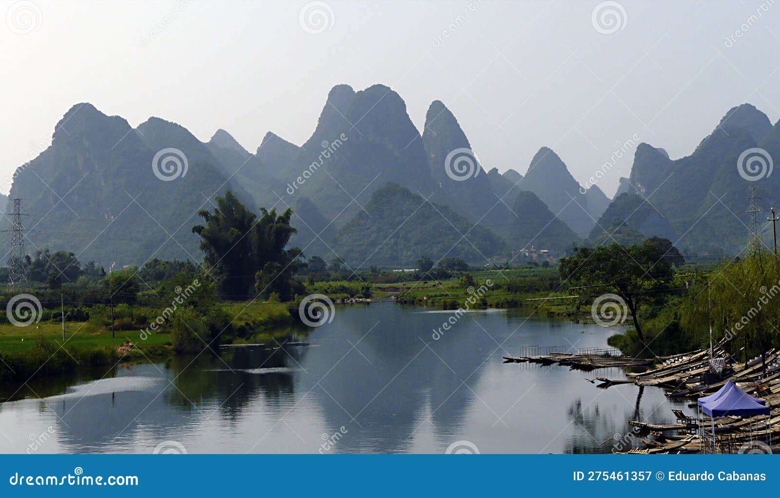 Yulong River Panorama, Li River, Yangshuo, China Stock Image - Image of ...