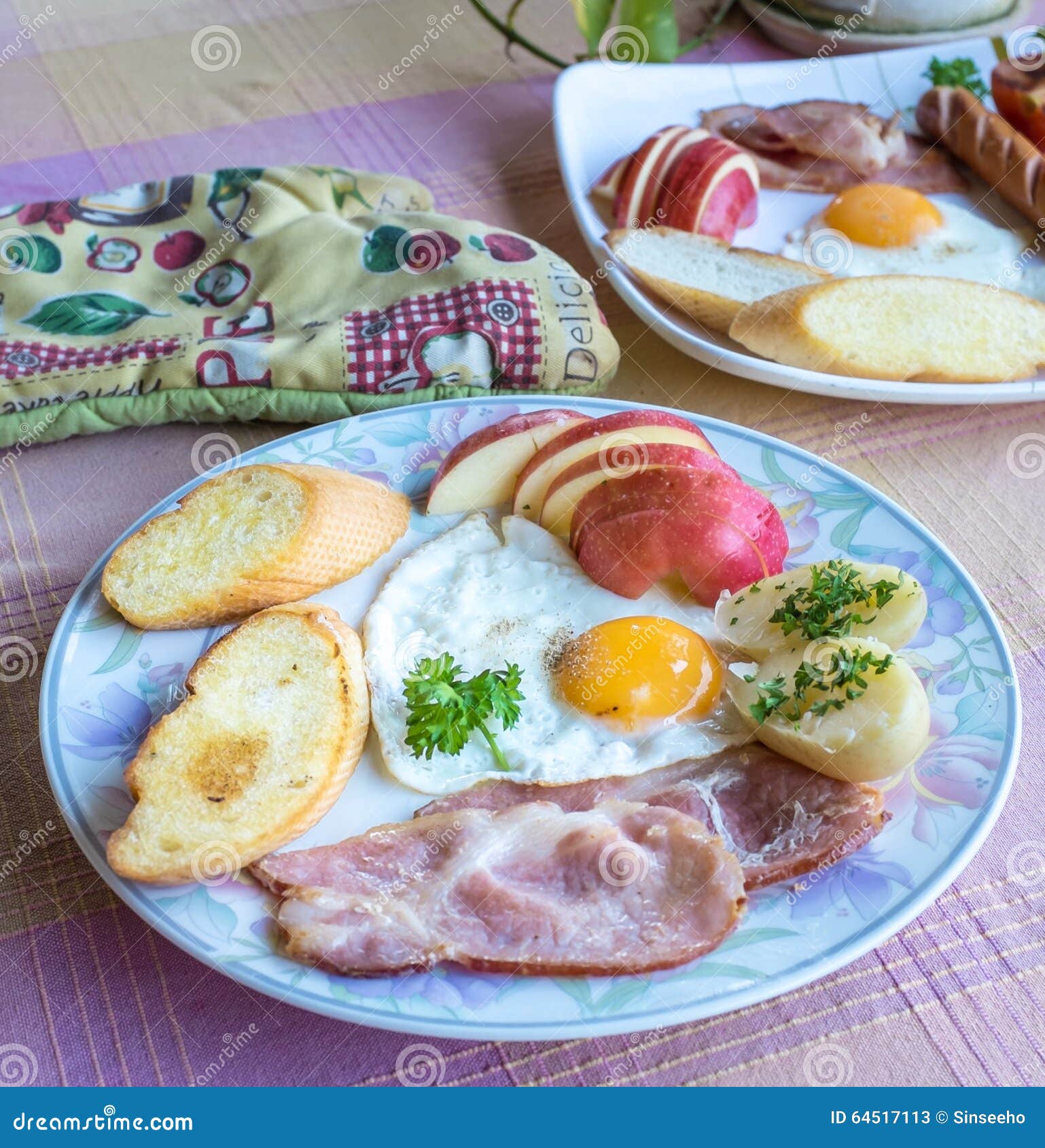 Yummy Big Breakfast stock image. Image of bacon, garlic - 64517113